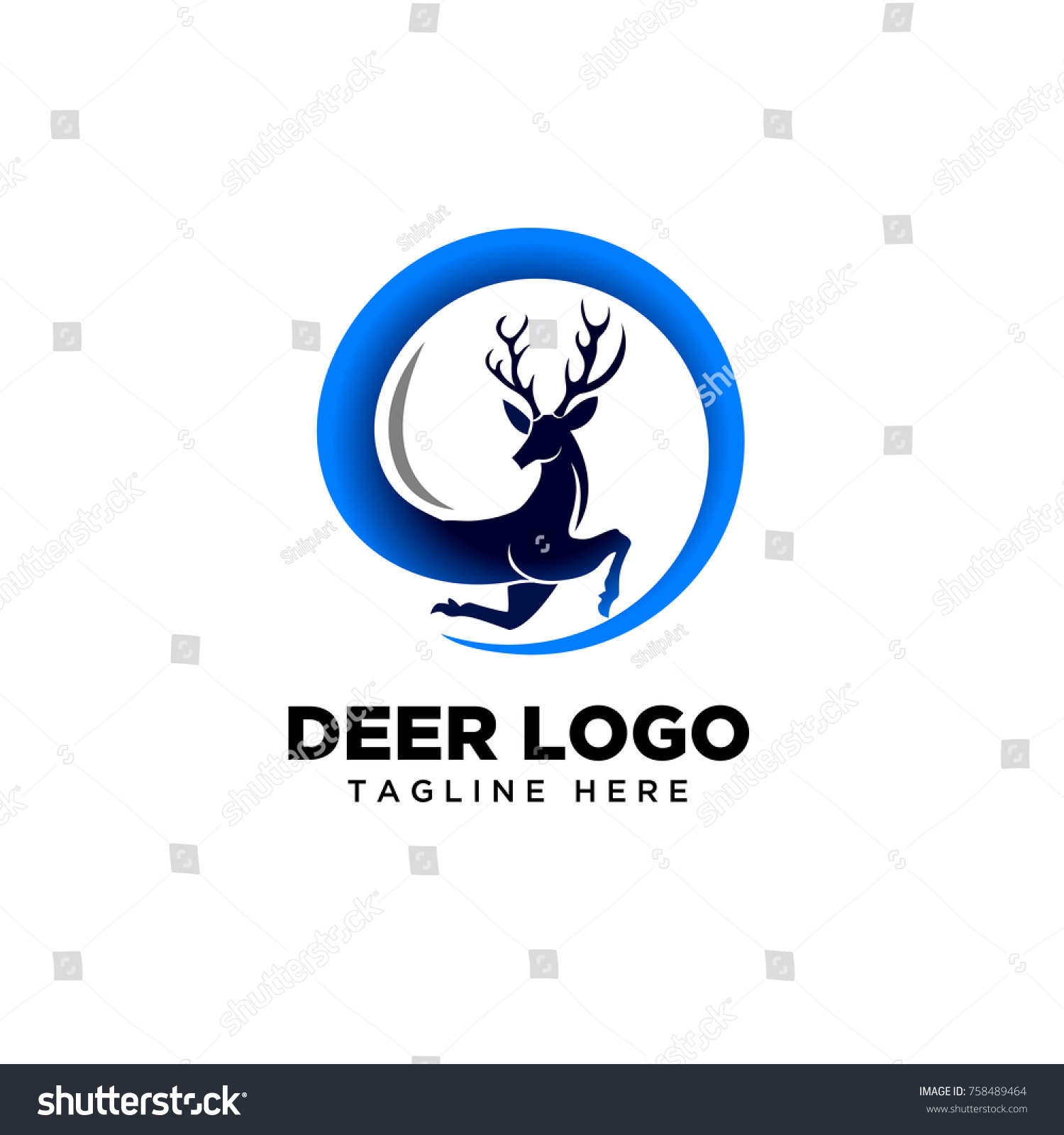 Circle Run Deer Logo Stock Vector (Royalty Free) 758489464 | Shutterstock