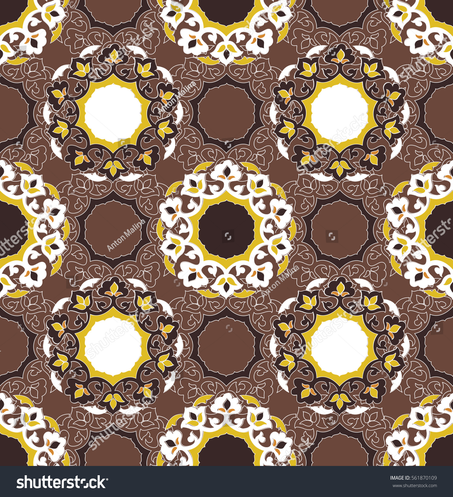 Circle Seamless Pattern Islamic Tile Stock Vector (Royalty Free ...