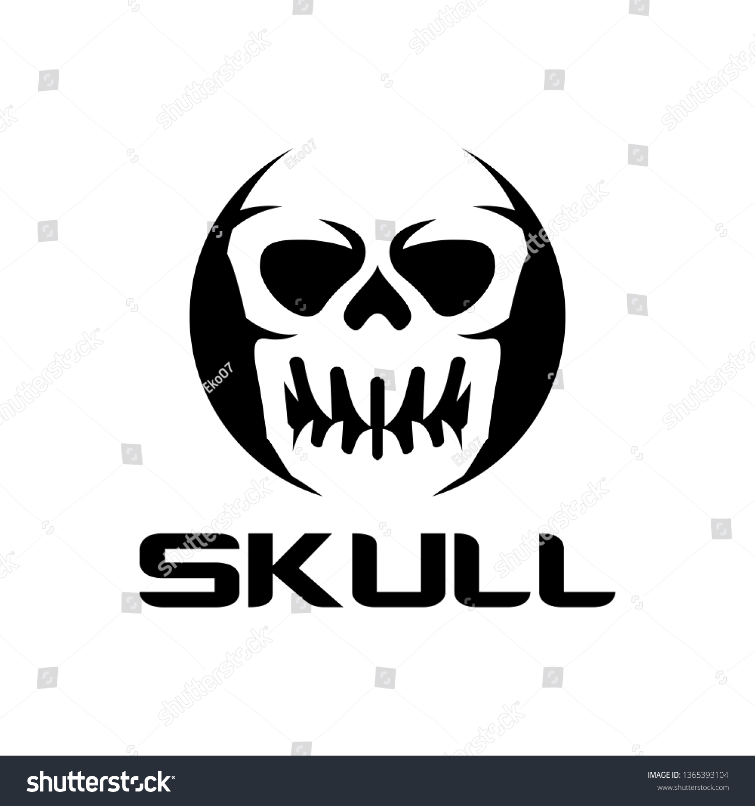 Circle Skull Logo Design Icon Stock Vector (Royalty Free) 1365393104 ...