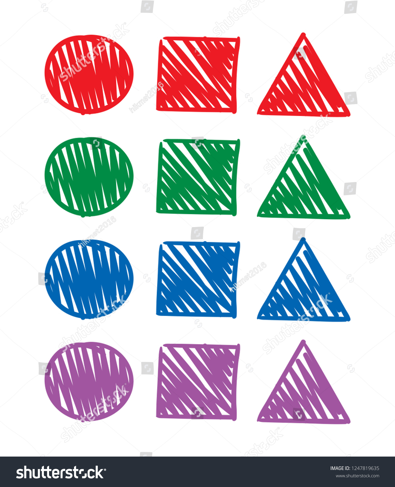 Circle Square Triangle Sketch Hand Drawing Stock Vector (Royalty Free ...