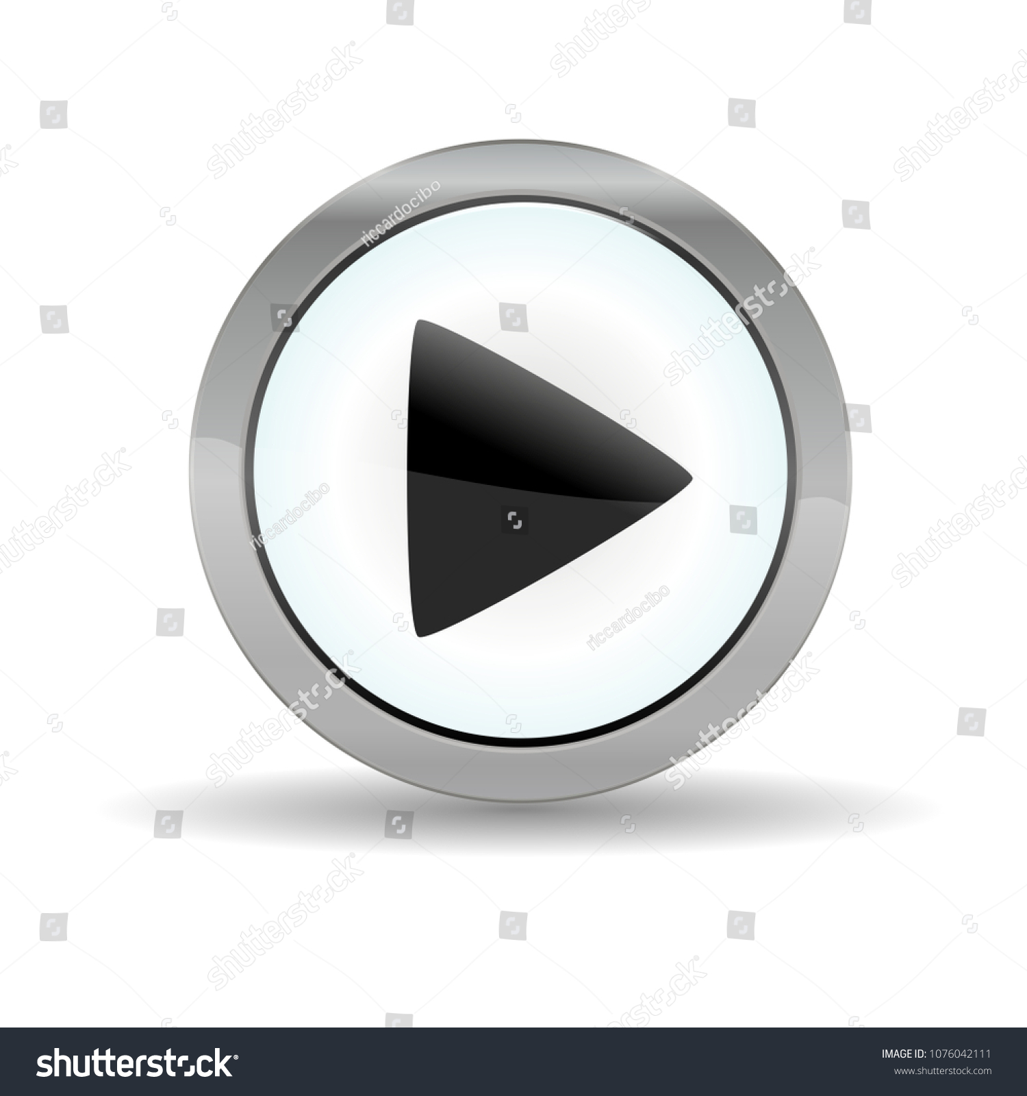 Circle Video Player Button White Color Stock Vector (Royalty Free ...