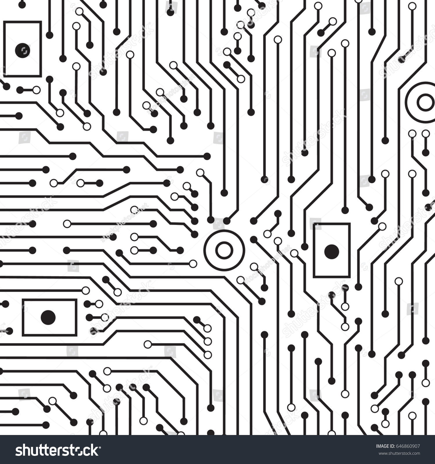 Circuit Board Black White Vector Background Stock Vector (Royalty Free ...