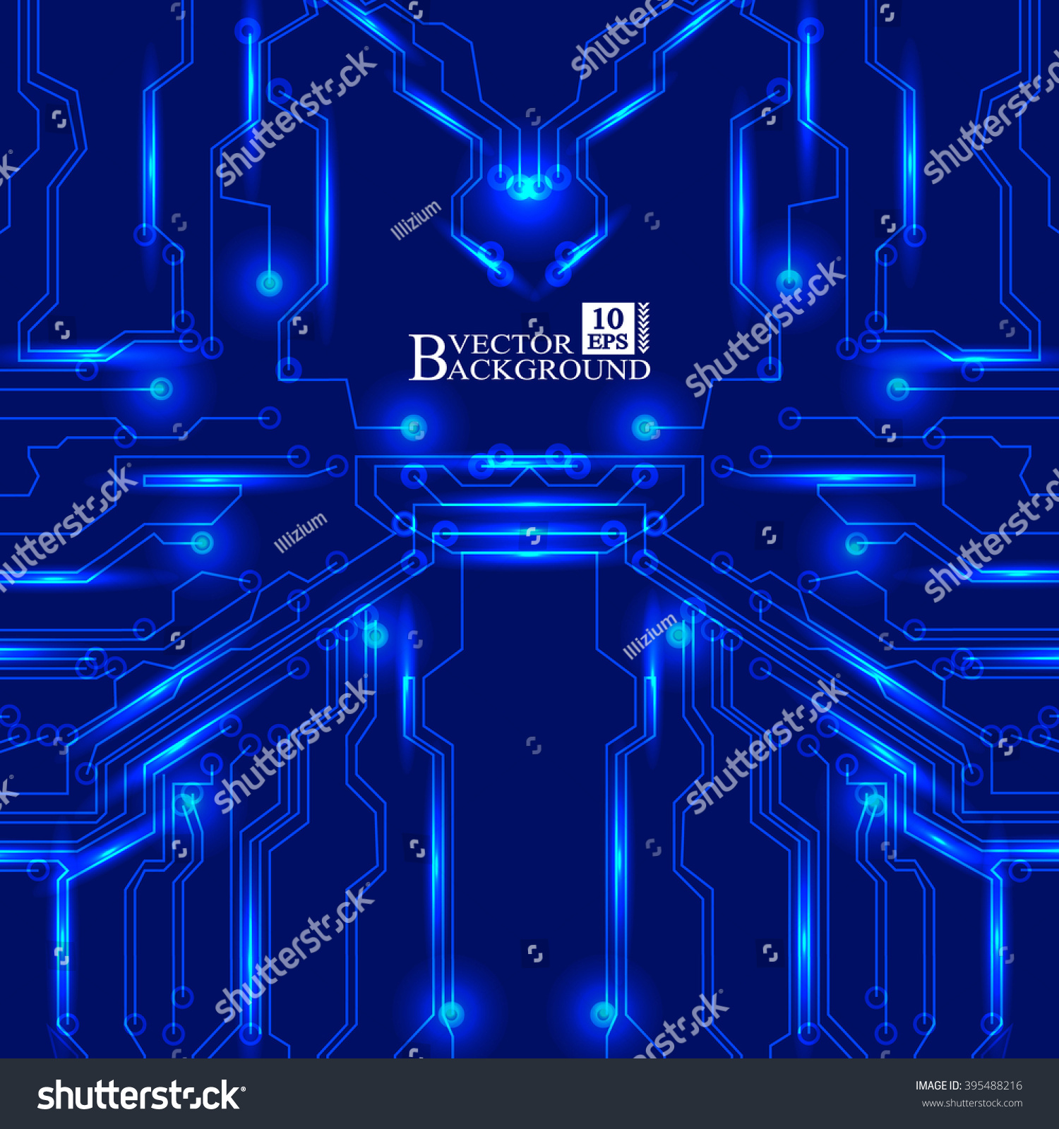 Circuit Board Blue Background Vector Illustration: vector de stock ...
