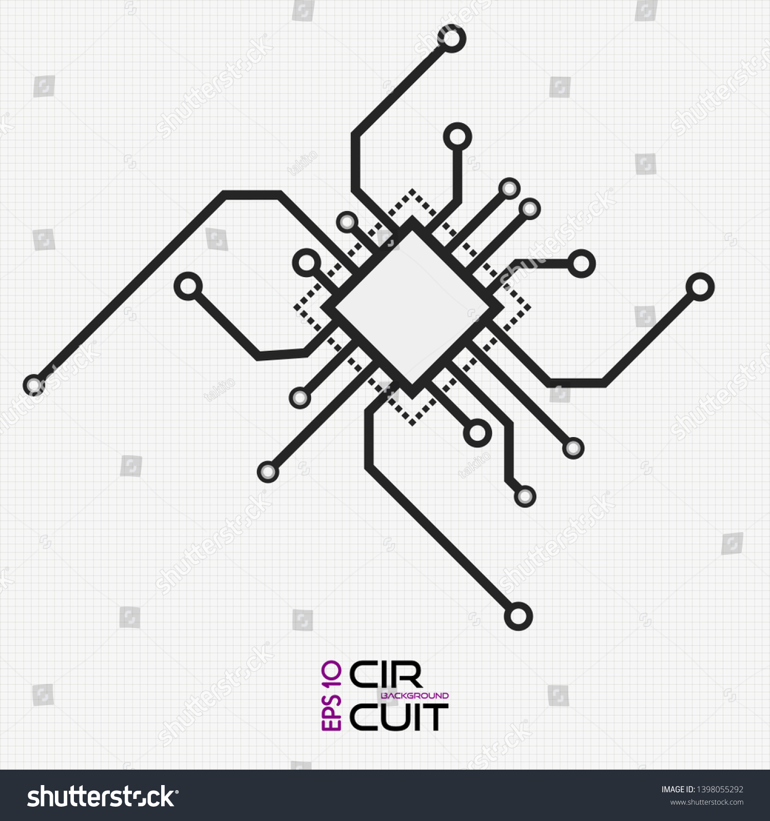 Circuit Board Chip Icon Abstract Flat Stock Vector (Royalty Free ...