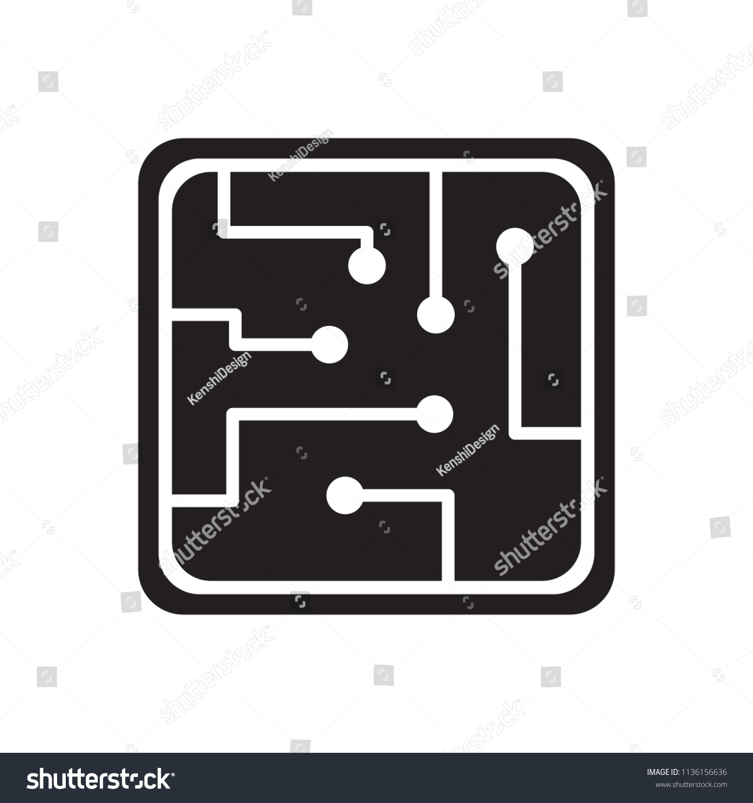 Circuit Board Icon Vector Stock Vector (Royalty Free) 1136156636