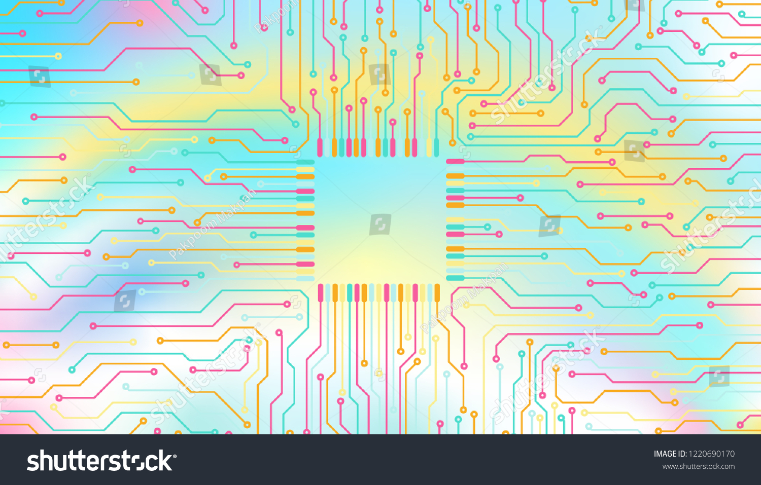 Circuit Board Pastel Color Cpu Microprocessor Stok Vektör (Telifsiz ...