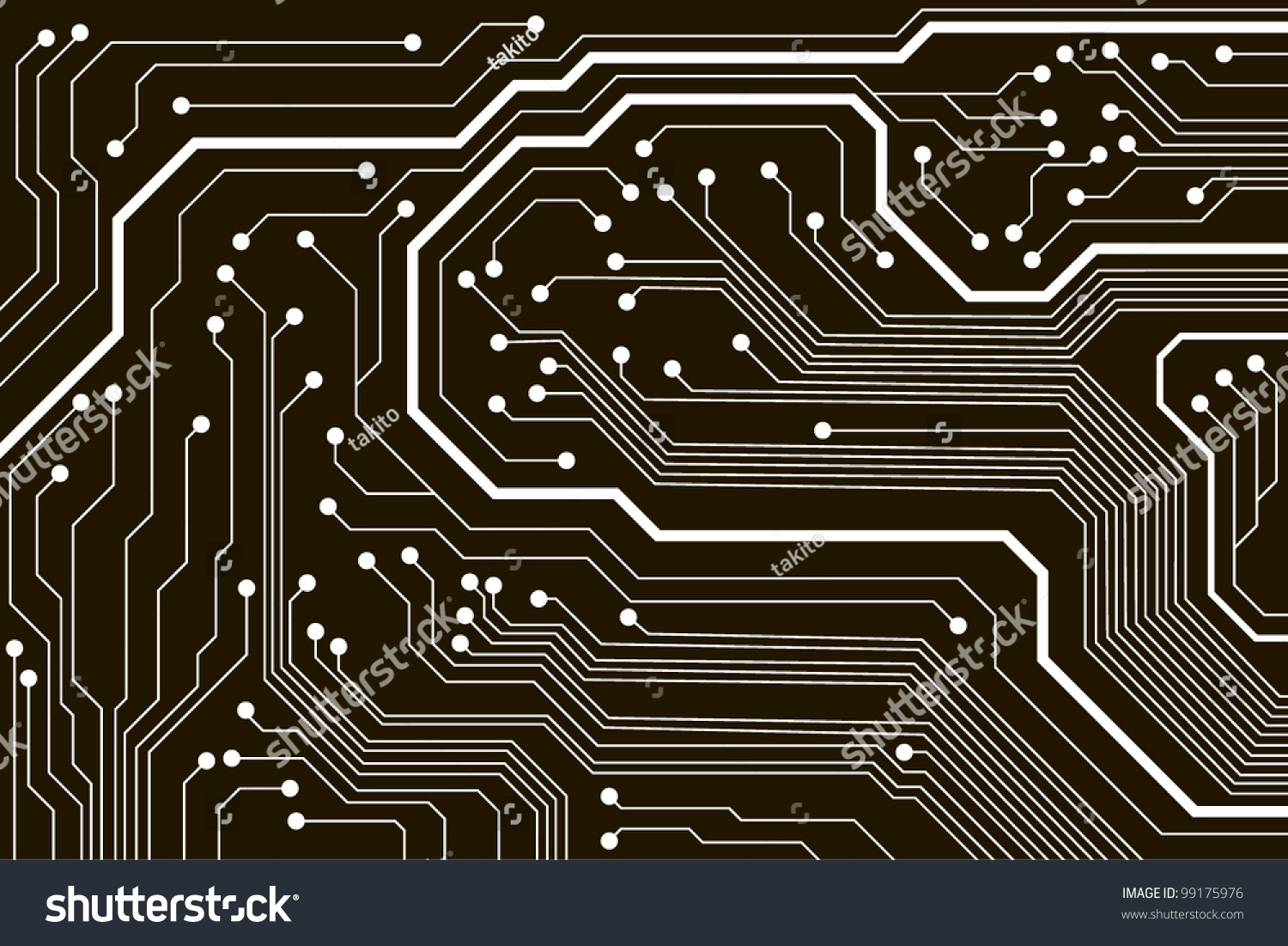 Circuit Board Pattern Blackandwhite Vector Illustration: vector de ...