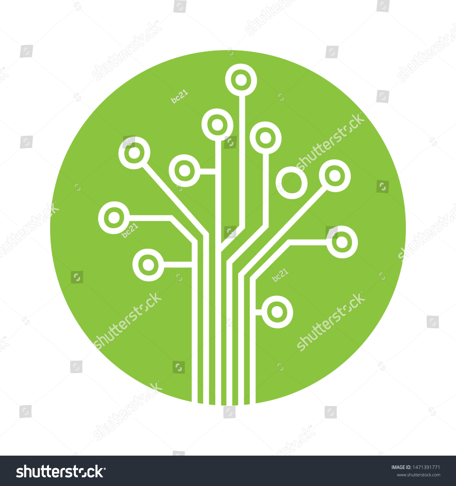 Circuit Board Shaped Tree Vector Logo Stock Vector (Royalty Free ...