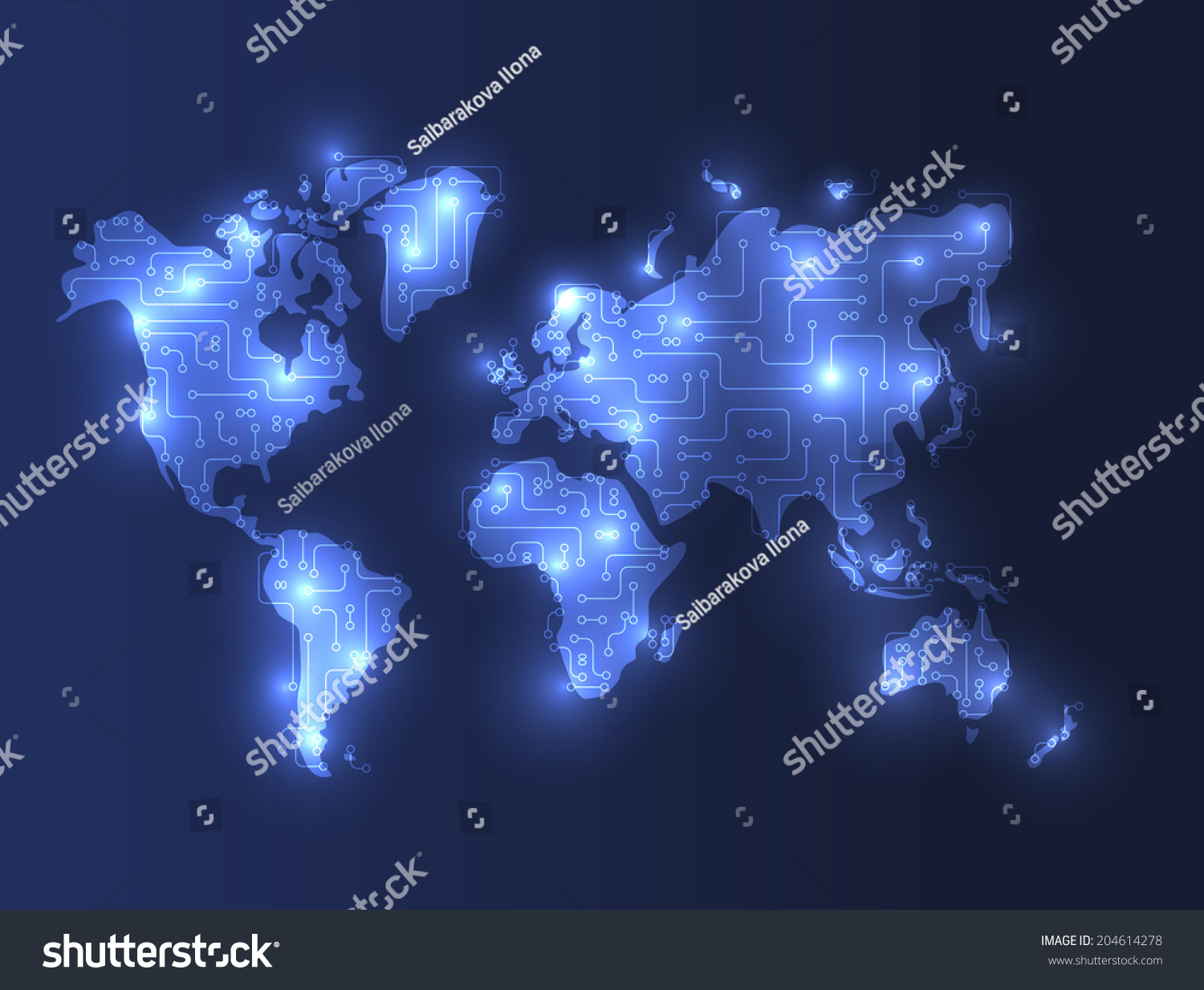 Circuit Board World Map Technology Illustration Stock Vector (Royalty ...