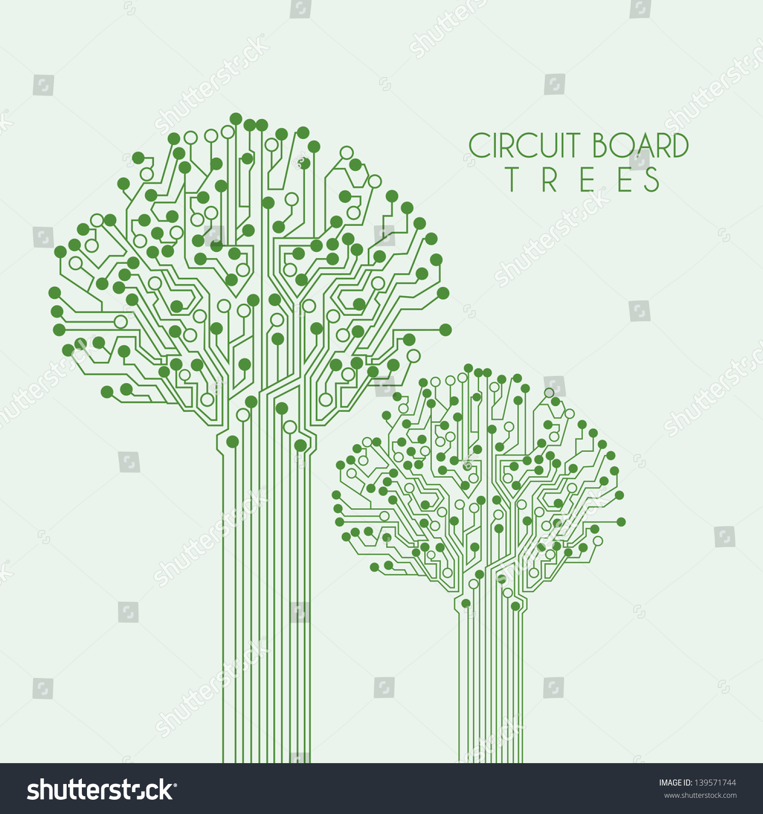 Circuit Tree Over Green Background Vector: vetor stock (livre de ...