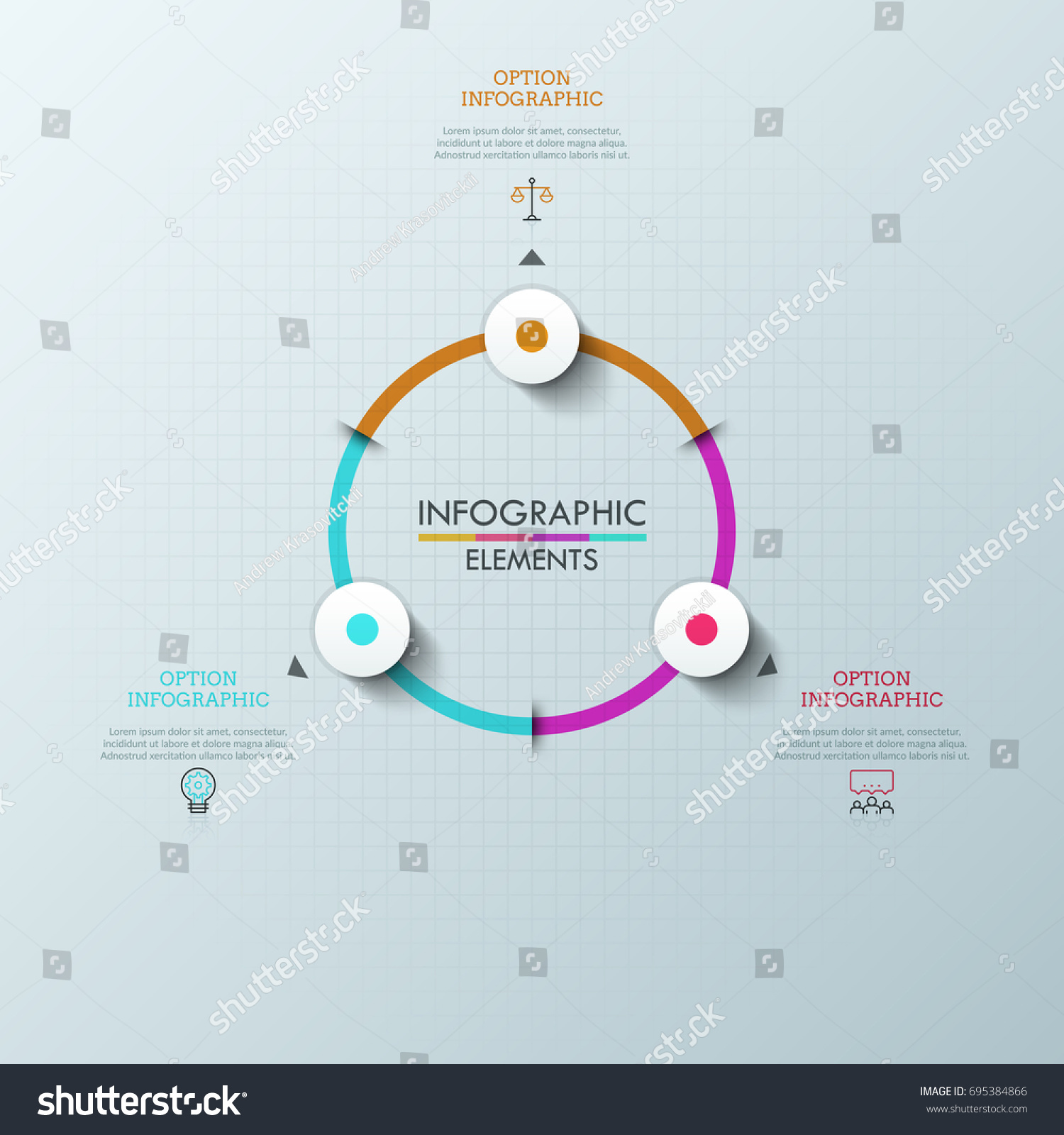 Circular Chart 3 Round Elements Arrows Stock Vector (Royalty Free ...