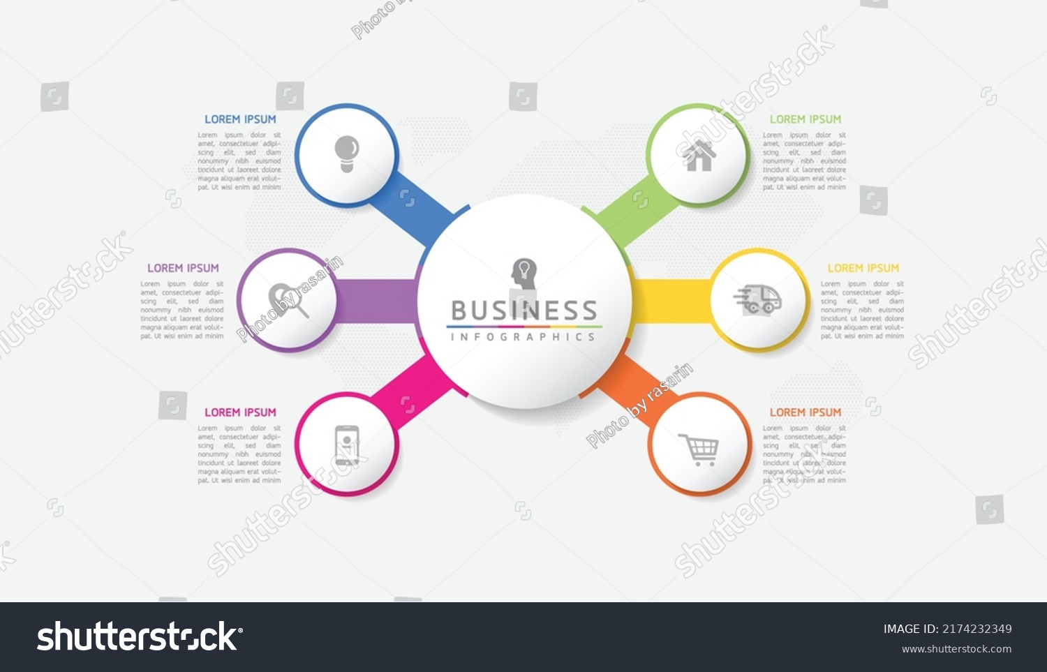 Circular Connection Steps Infographic Template 6 Stock Vector (Royalty ...