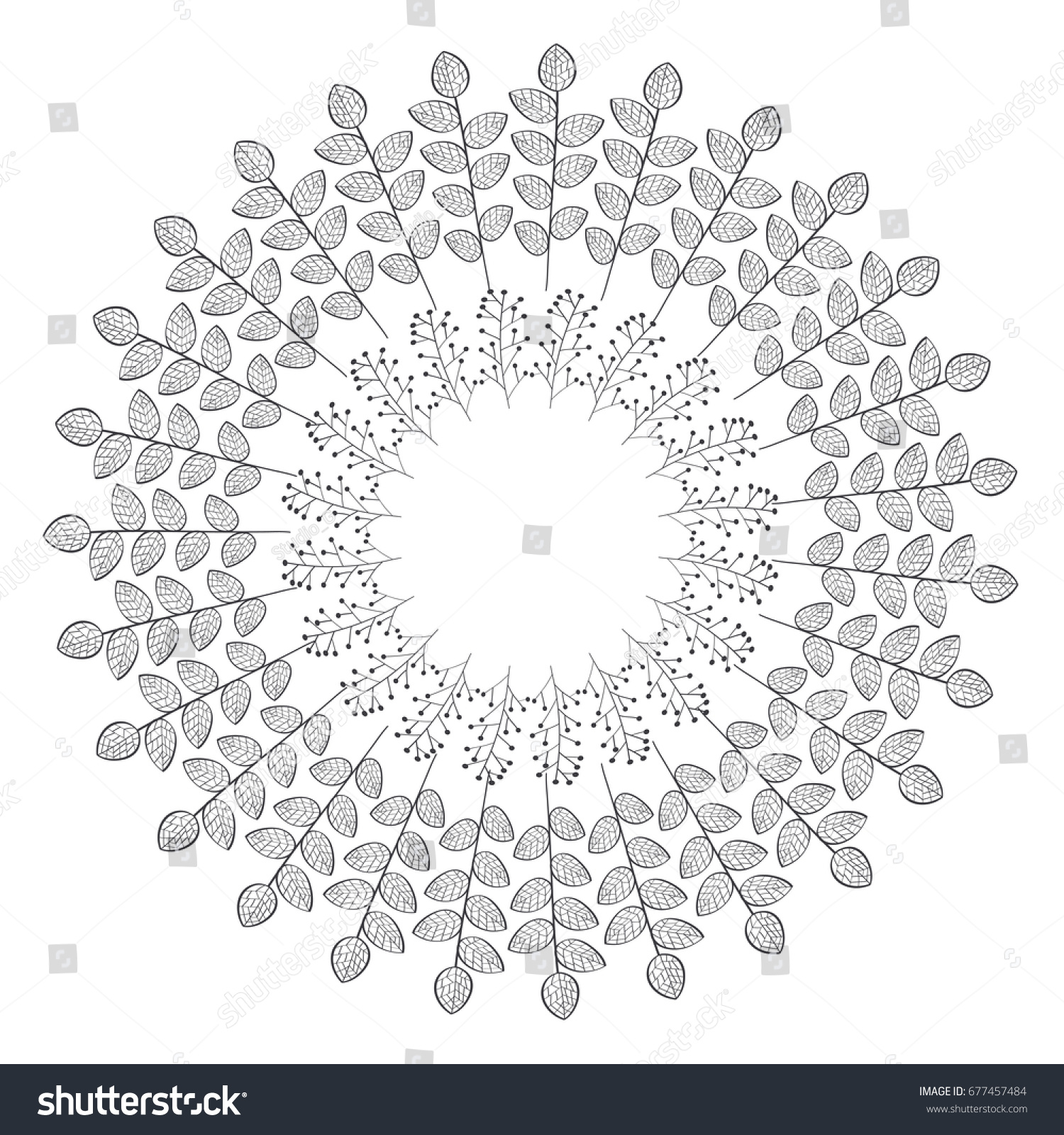 Circular Crown Leaves Stock Vector (Royalty Free) 677457484 | Shutterstock