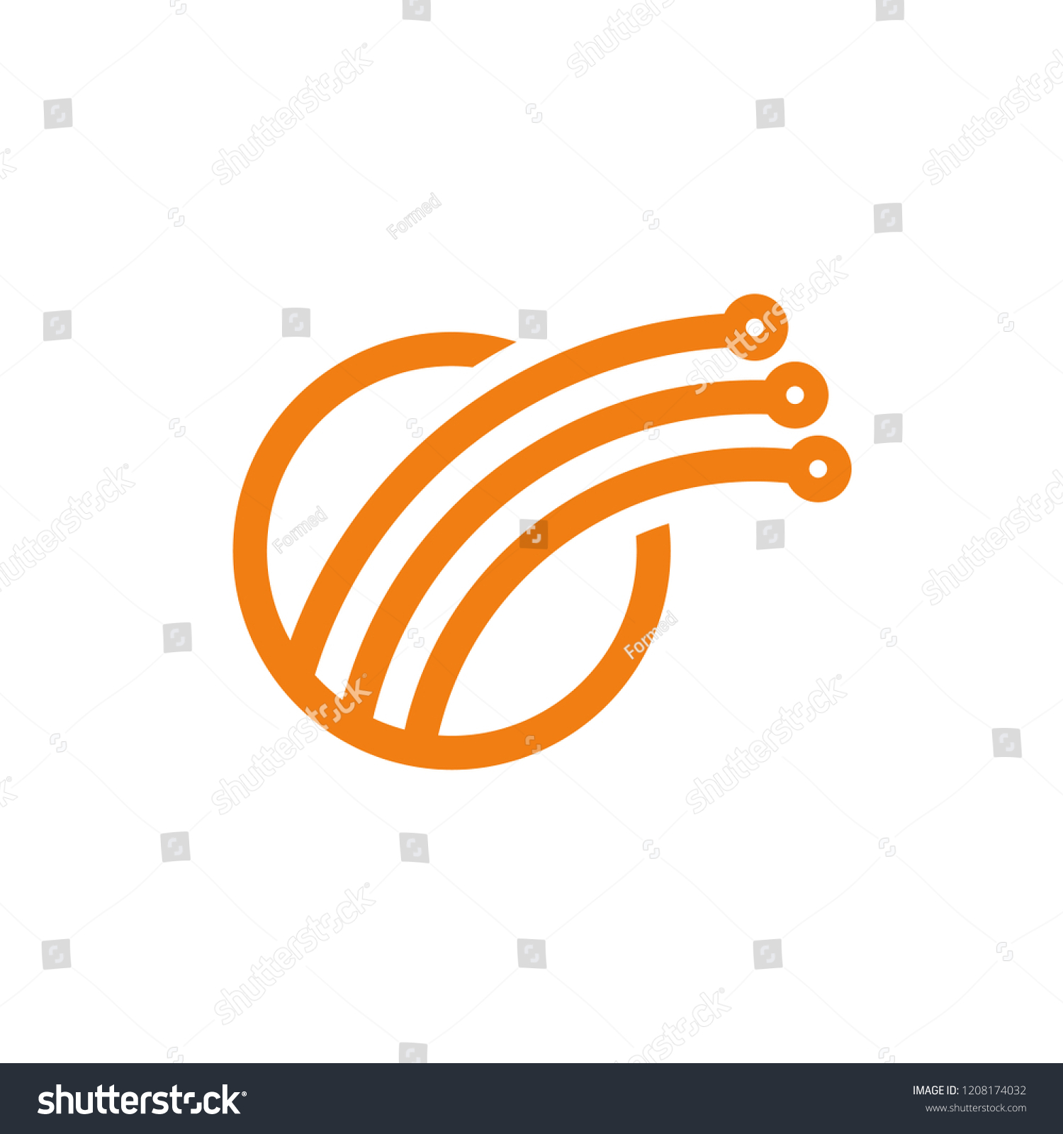 Circular Curved Lines Circuit Network Symbol: vector de stock (libre de ...