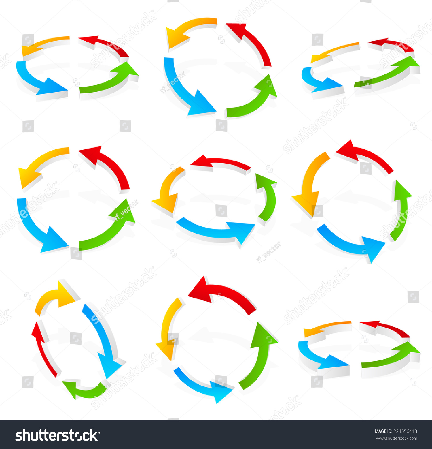 Circular Cyclic Colorful Arrows Stock Vector (Royalty Free) 224556418 ...