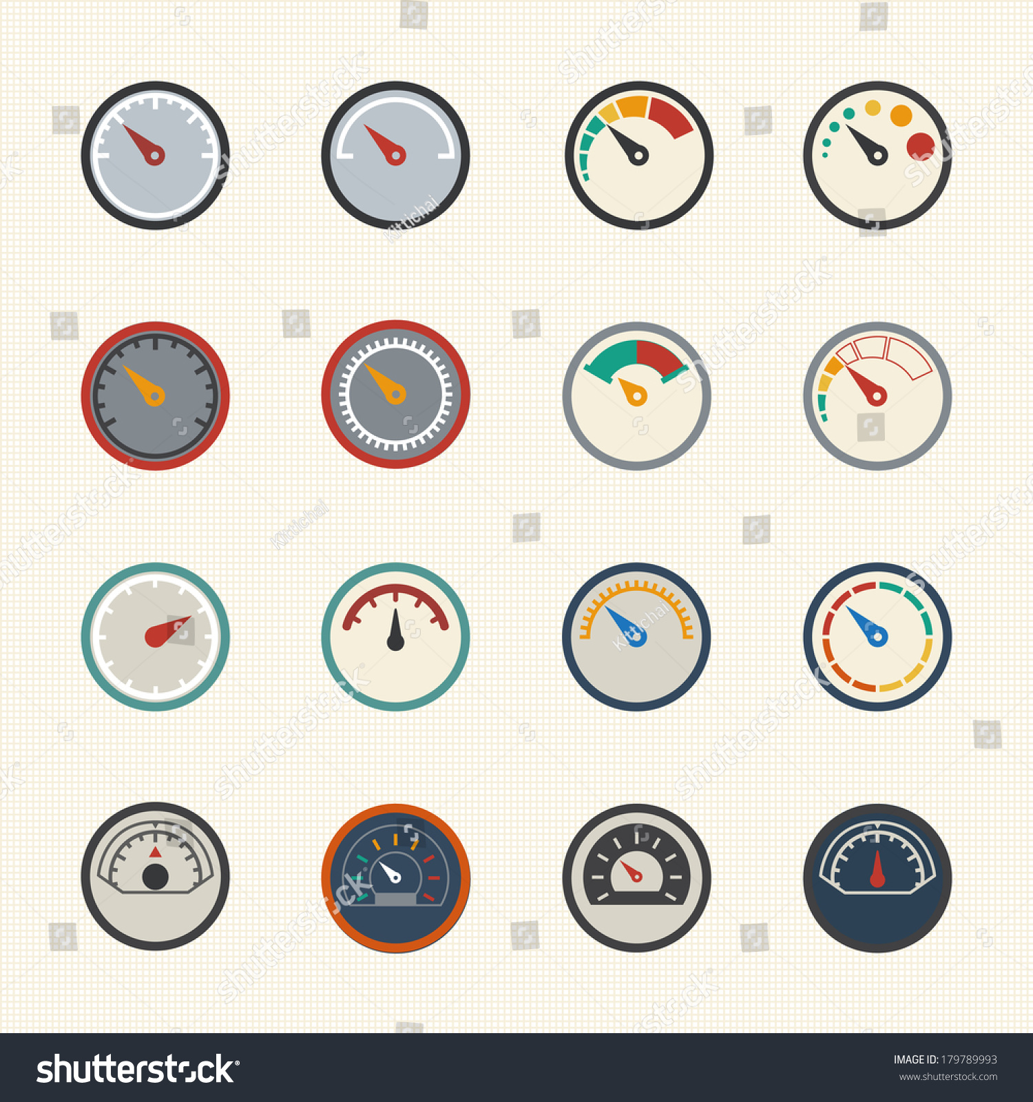 Circular Gauges Icons Set Stock Vector (Royalty Free) 179789993