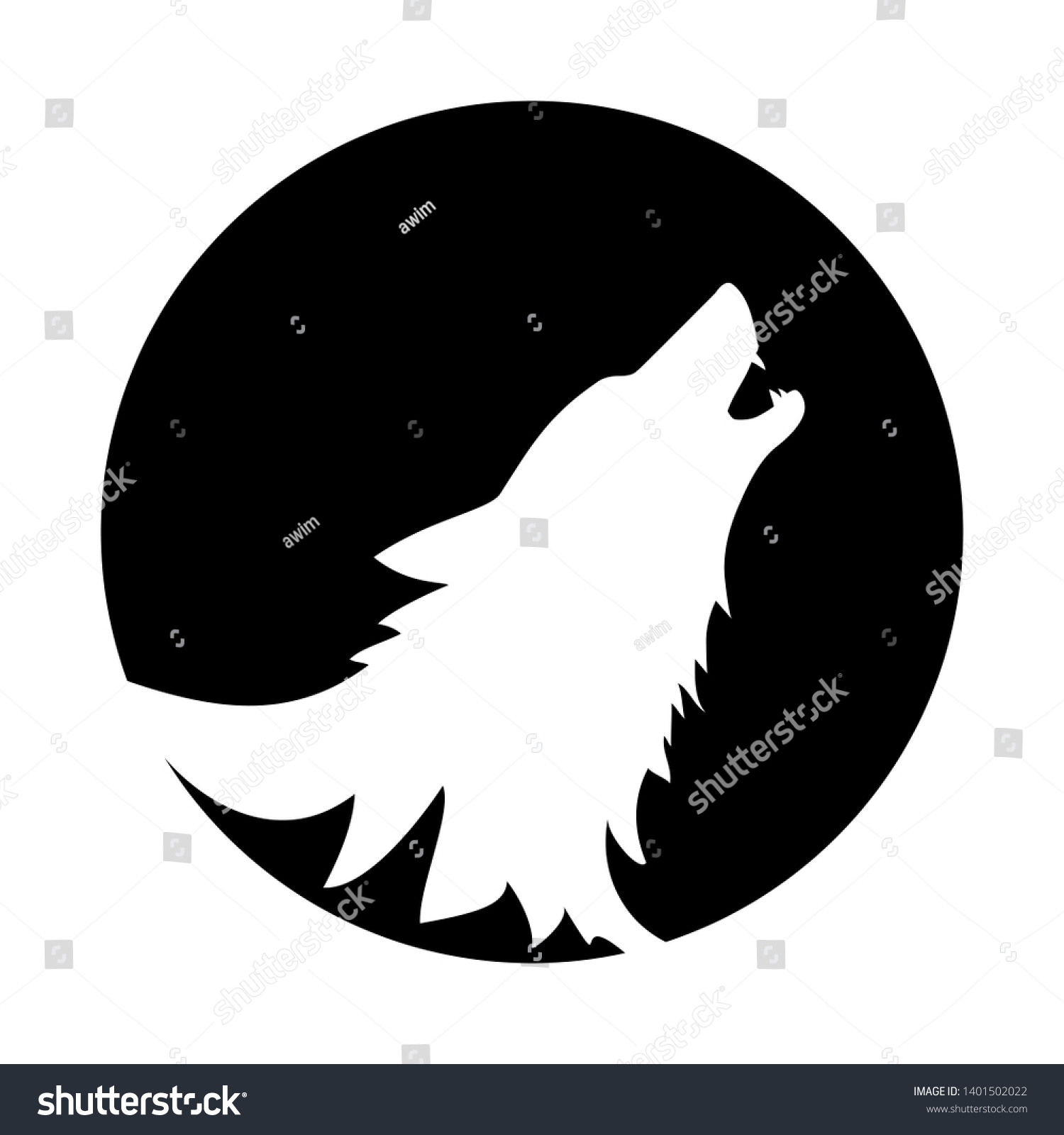 Circular Logo Design Howling Wolf Stock Vector (Royalty Free ...