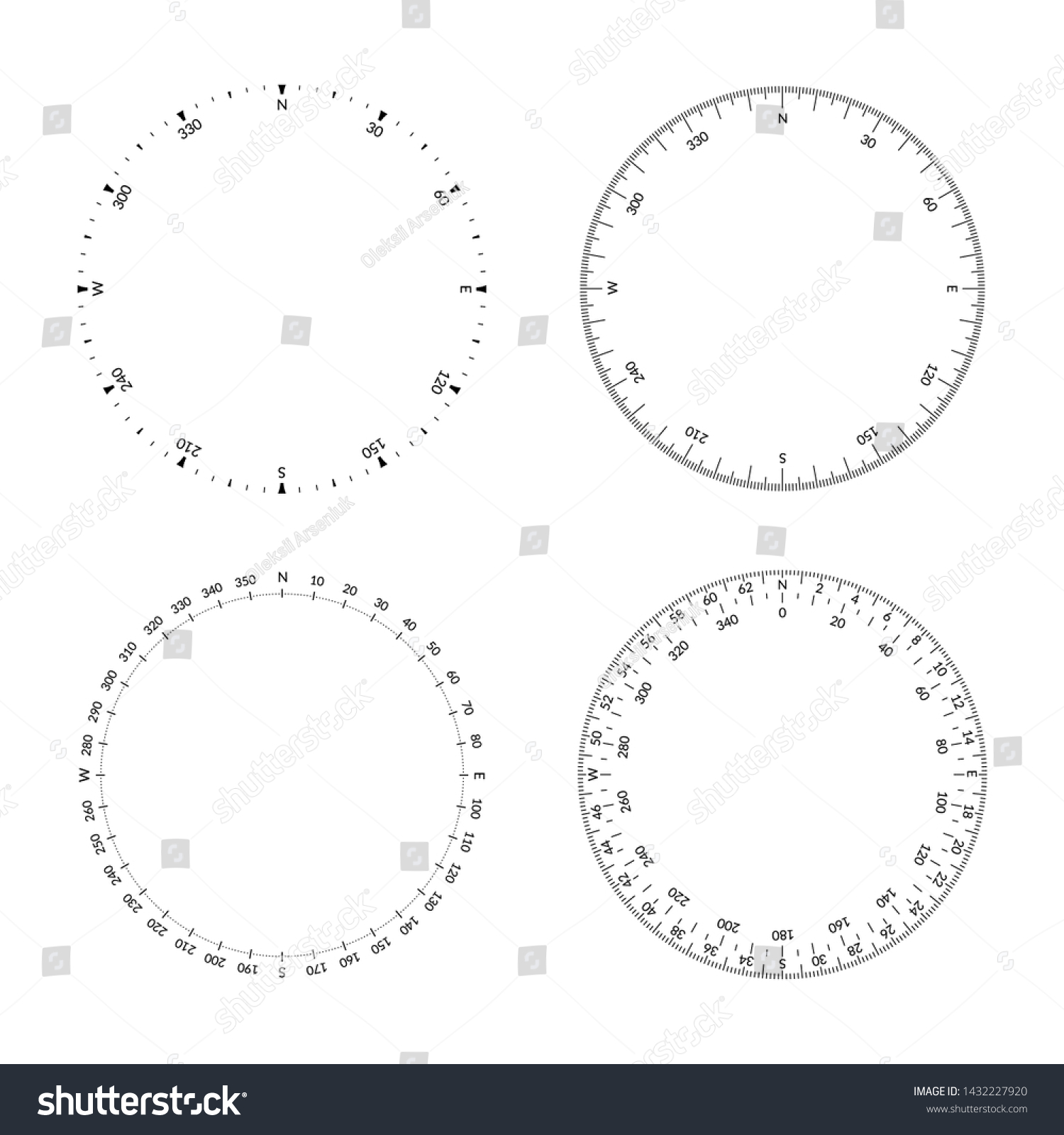 Circular Protractor Dial Wind Directions Editable Stock Vector (Royalty ...