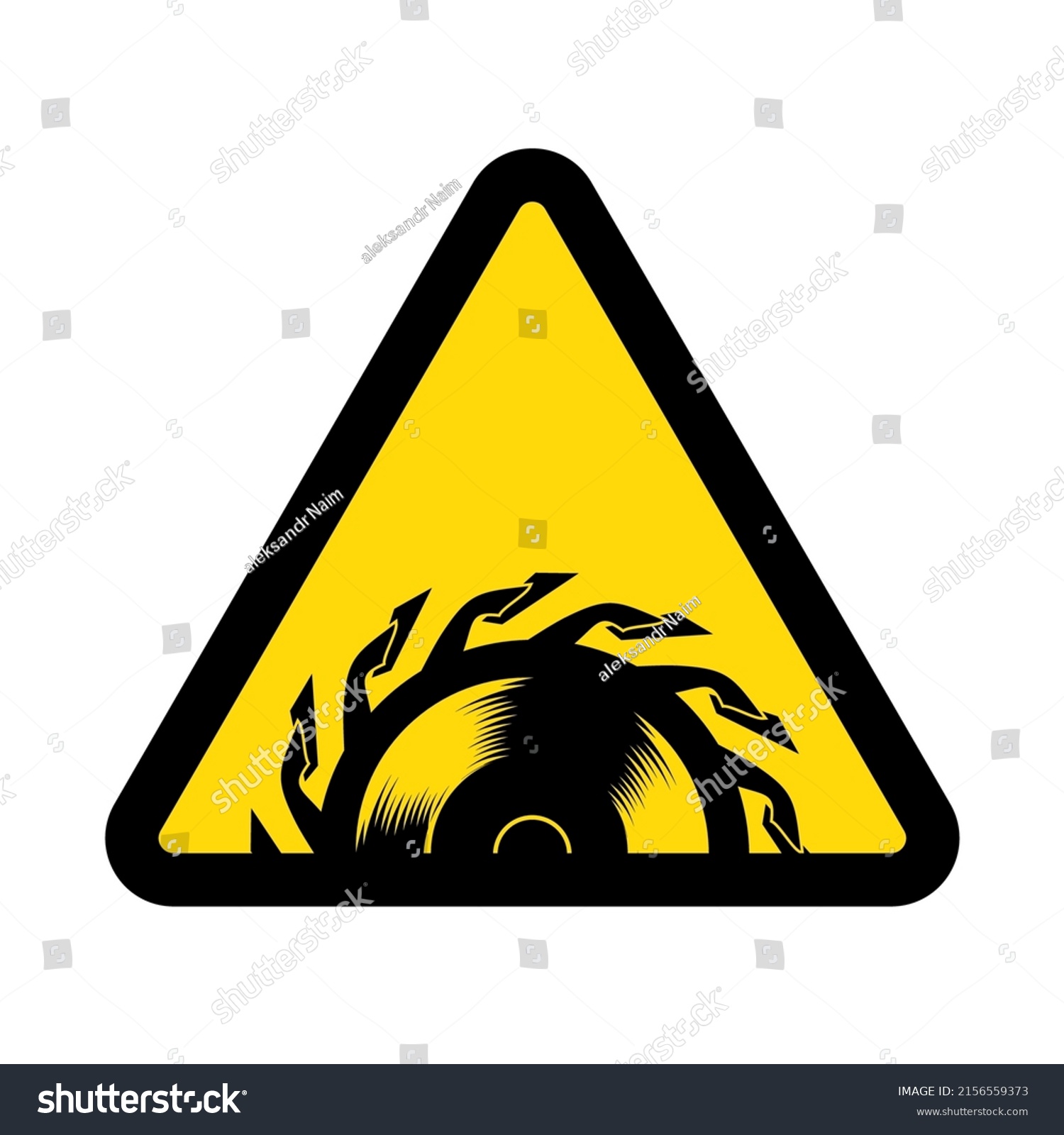 Circular Saw Warning Yellow Triangular Sign Stock Vector (Royalty Free ...