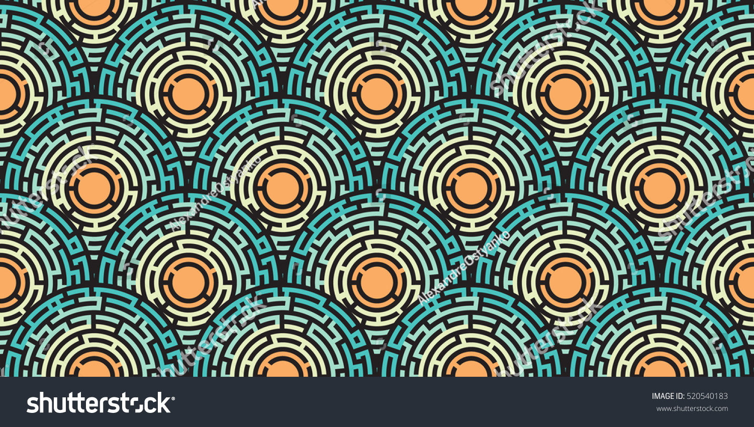 Circular Seamless Pattern Colored Labyrinth Flat Stock Vector (Royalty ...