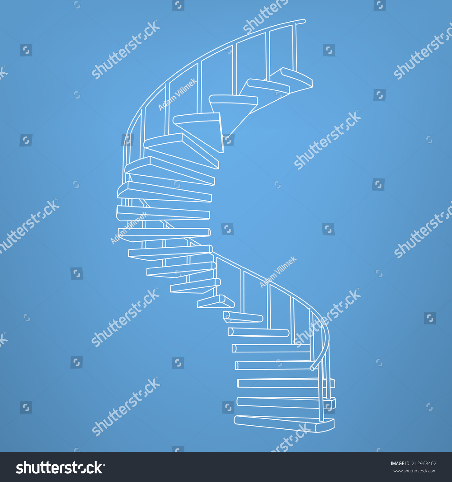 Circular Staircase Blueprint Development Background Vector: เวกเตอร์ ...