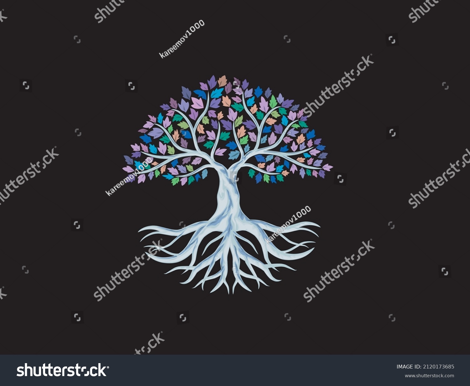 Circular Tree Vector Illustrations Colorful Leaves Stock Vector ...