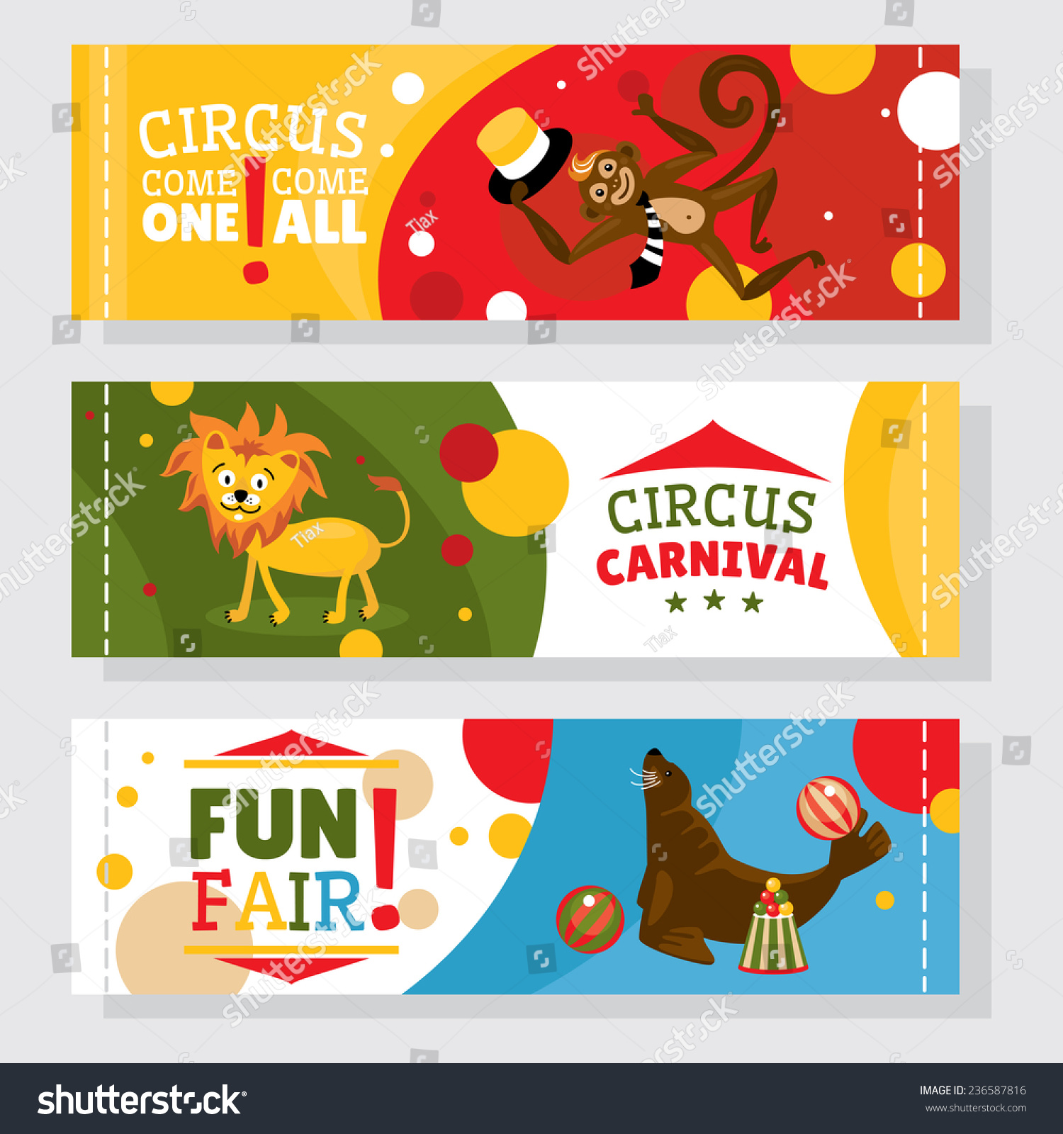 Circus Banners Animals Vector Illustration: เวกเตอร์สต็อก (ปลอดค่า ...