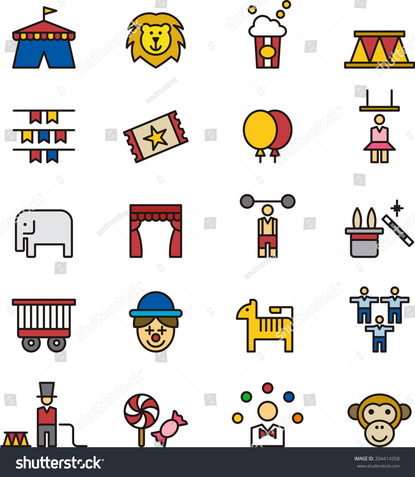 Circus Icons Stock Vector (Royalty Free) 204414358 | Shutterstock