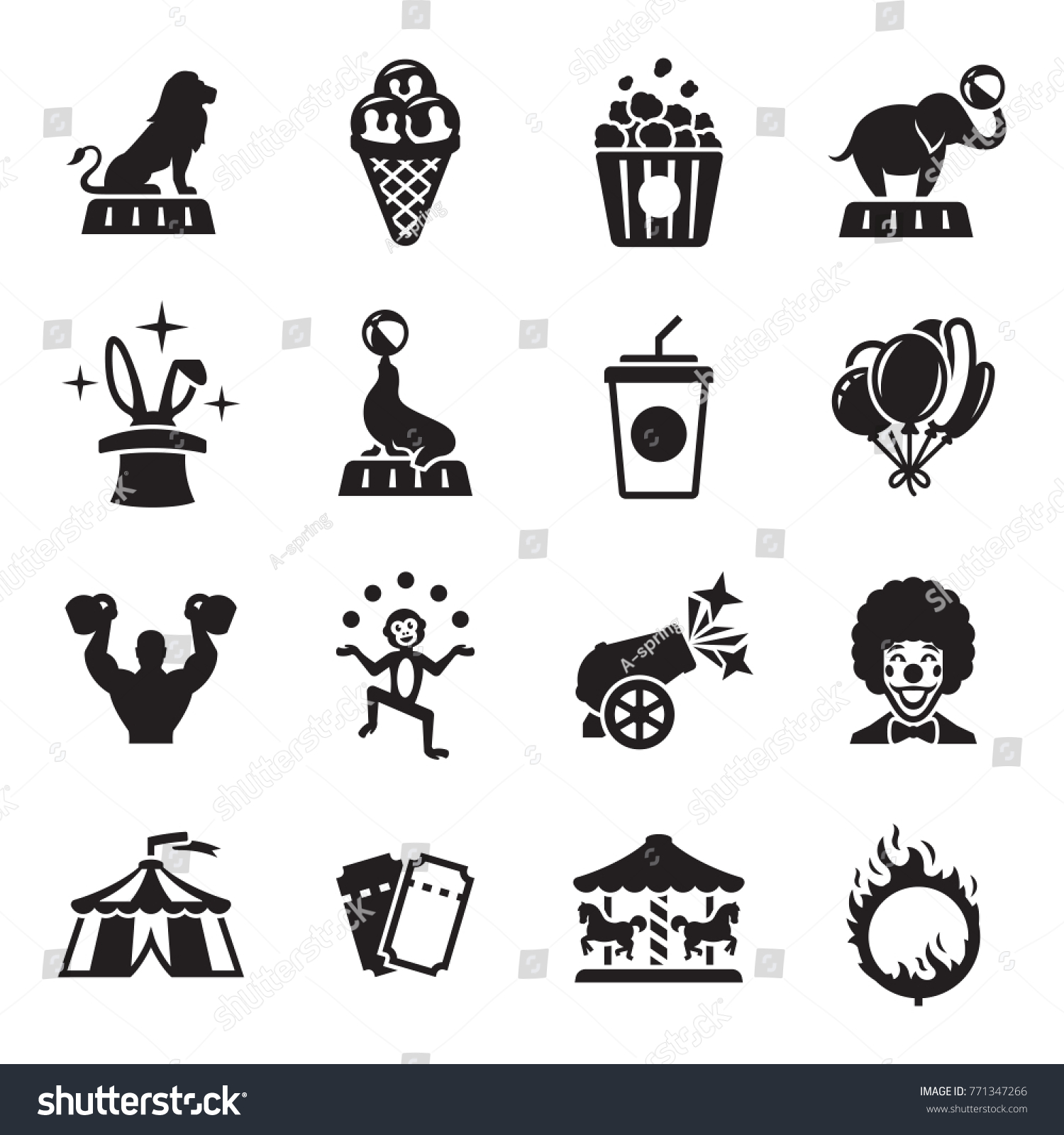Circus Icons Collection Set Stock Vector (Royalty Free) 771347266 ...