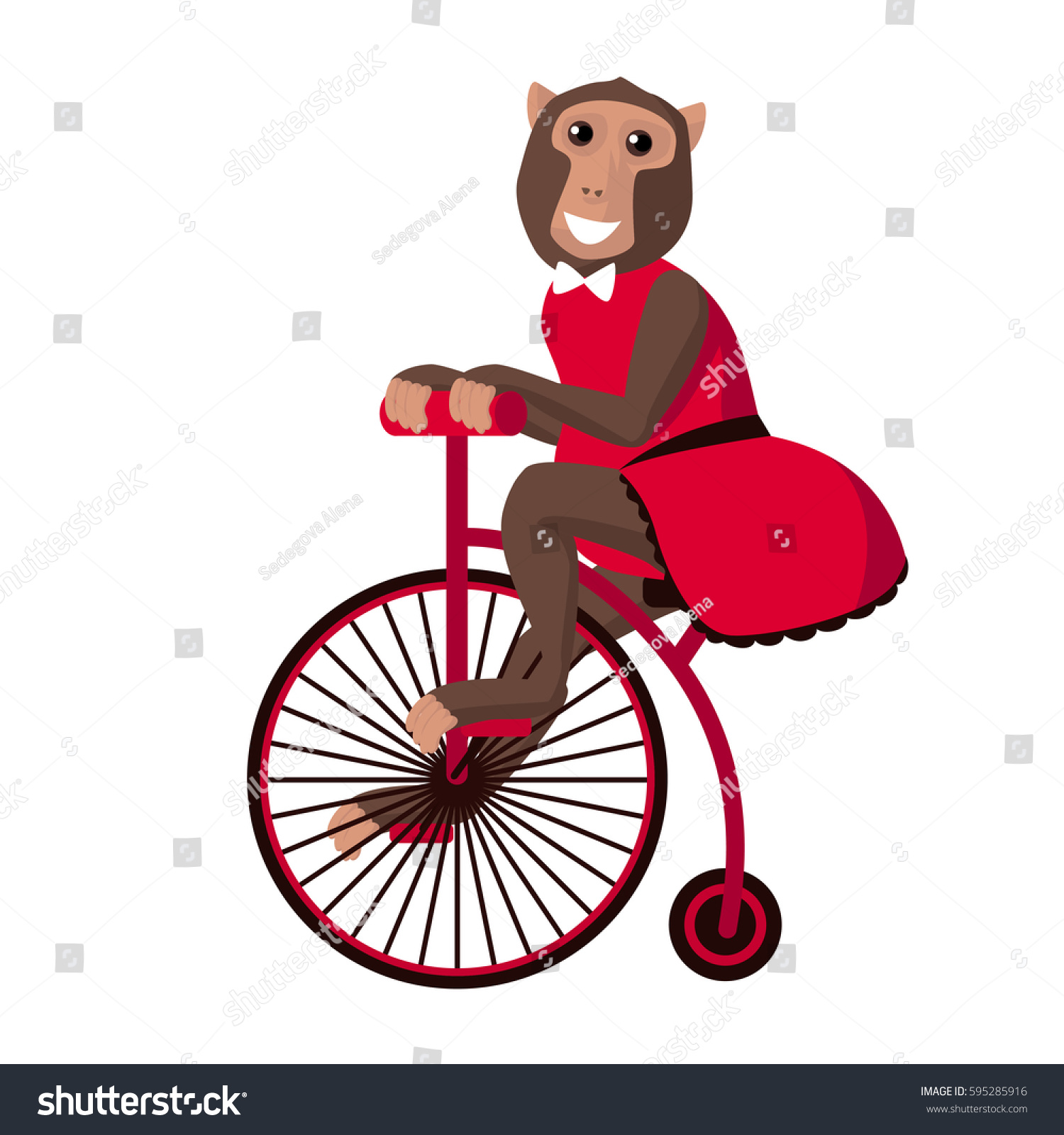 Circus Monkey On Bicycle Stock Vector 595285916 - Shutterstock