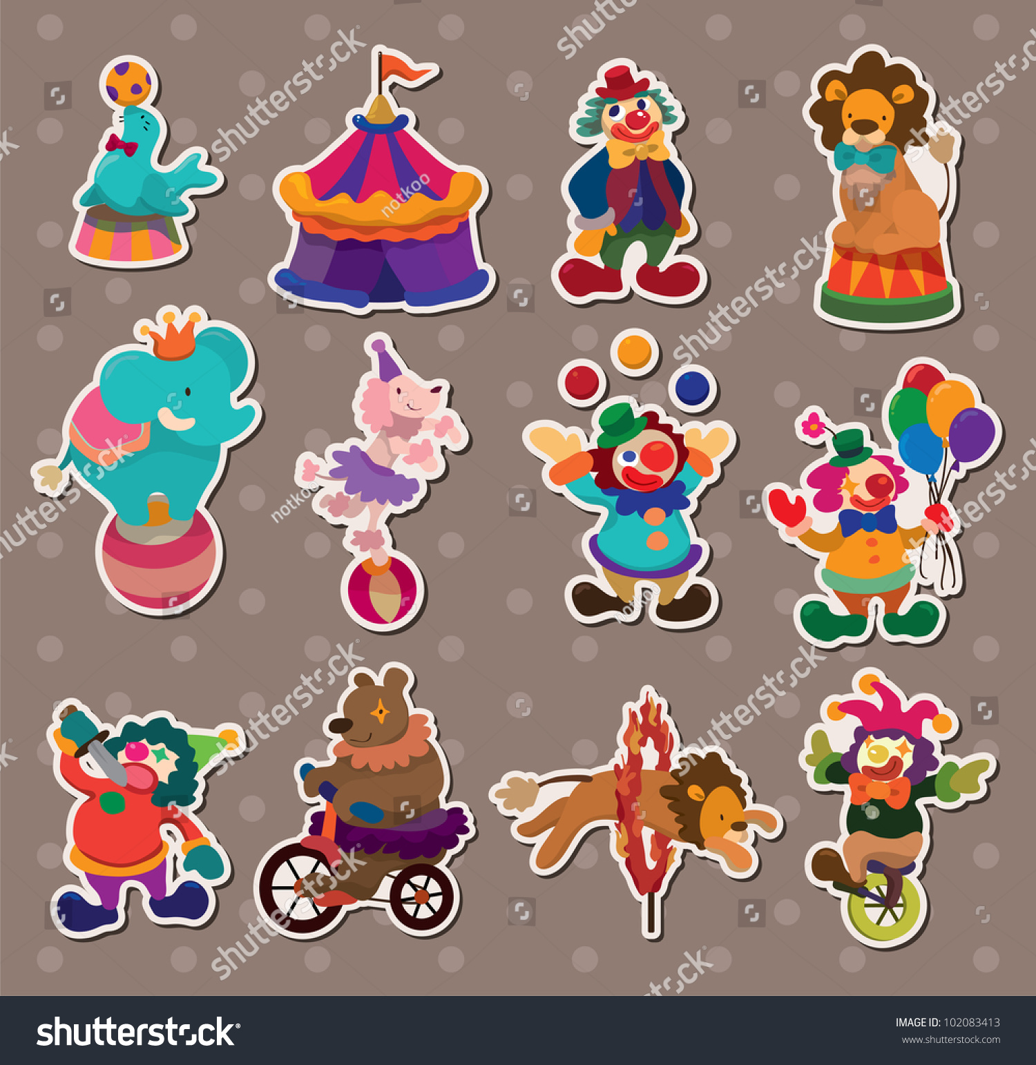Circus Stickers Stock Vector (Royalty Free) 102083413 | Shutterstock