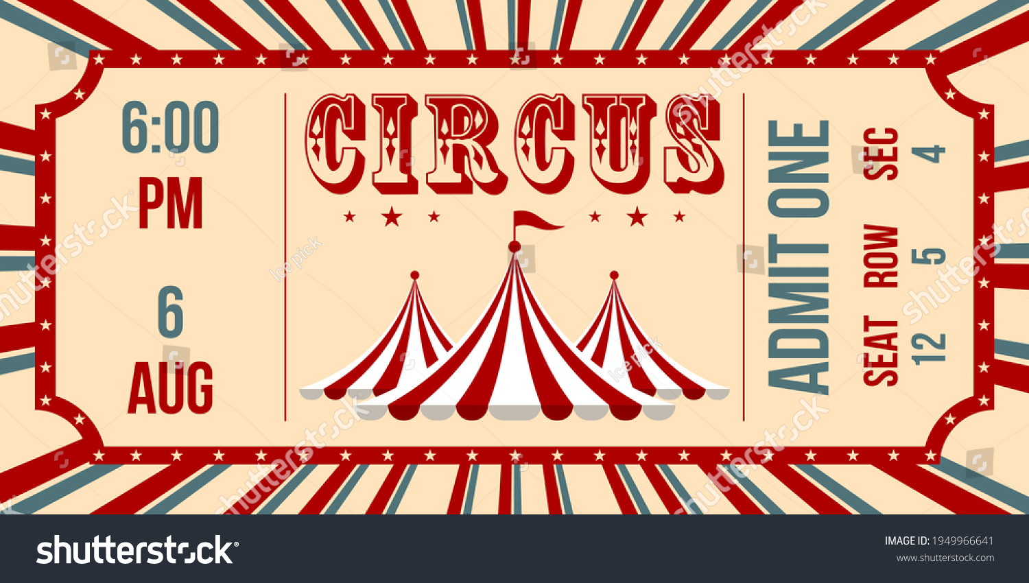 Circus Ticket Vector Image Horizontal Circus Stock Vector (Royalty Free ...
