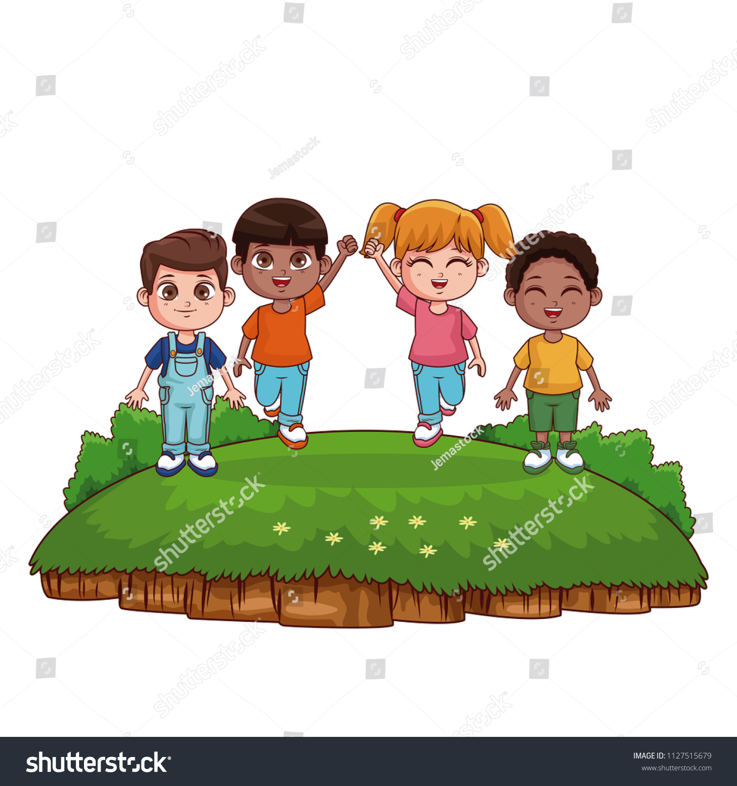 Cite Kids Playing Stock Vector (Royalty Free) 1127515679