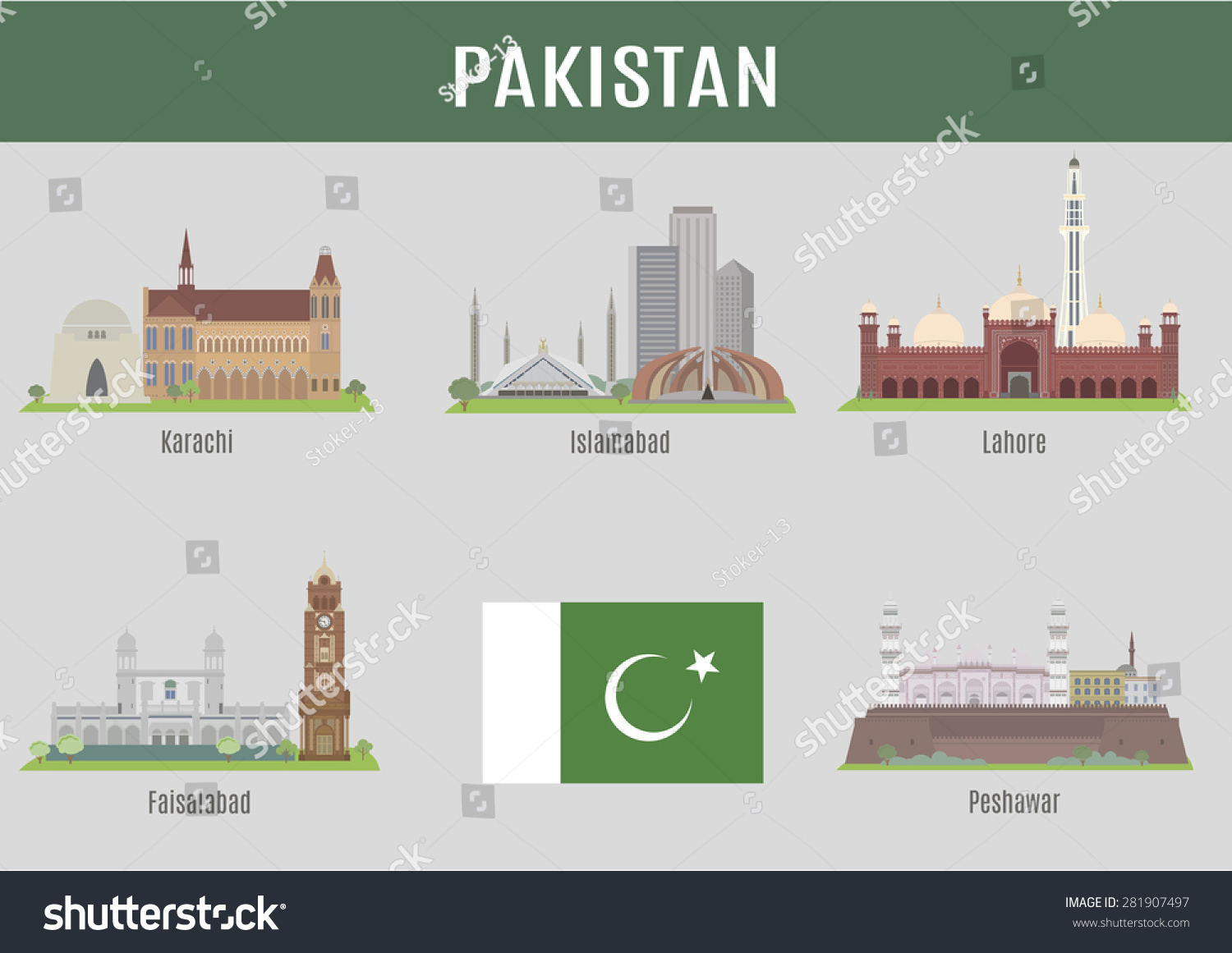 Cities Pakistan Stock Vector (Royalty Free) 281907497