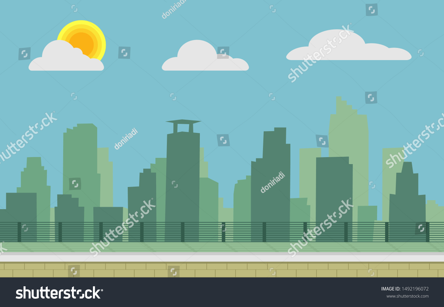 City Background Game 2d Vector Stock Vector (Royalty Free) 1492196072