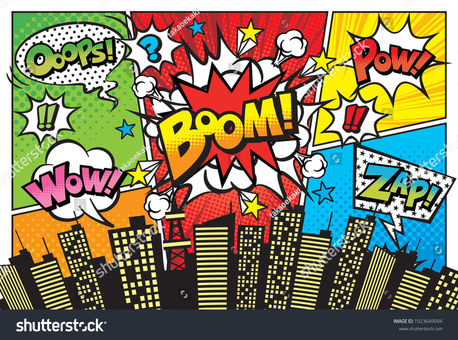 City Background Material Comic Art Style Stock Vector (Royalty Free ...