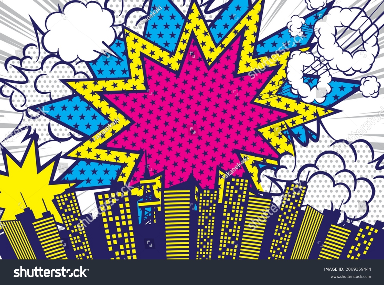 City Background Material Comic Art Style Stock Vector (Royalty Free ...
