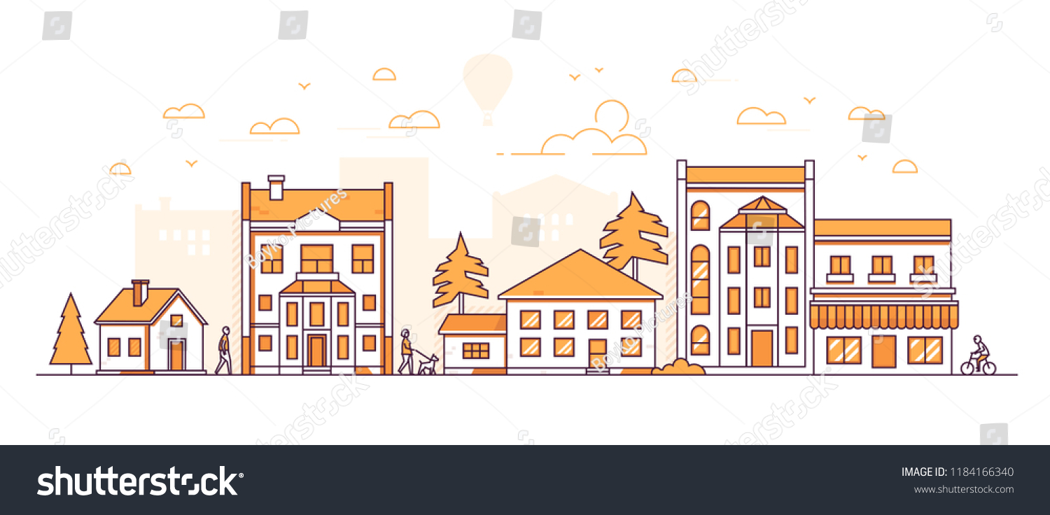 City Block Modern Thin Line Design Stock Vector (Royalty Free ...