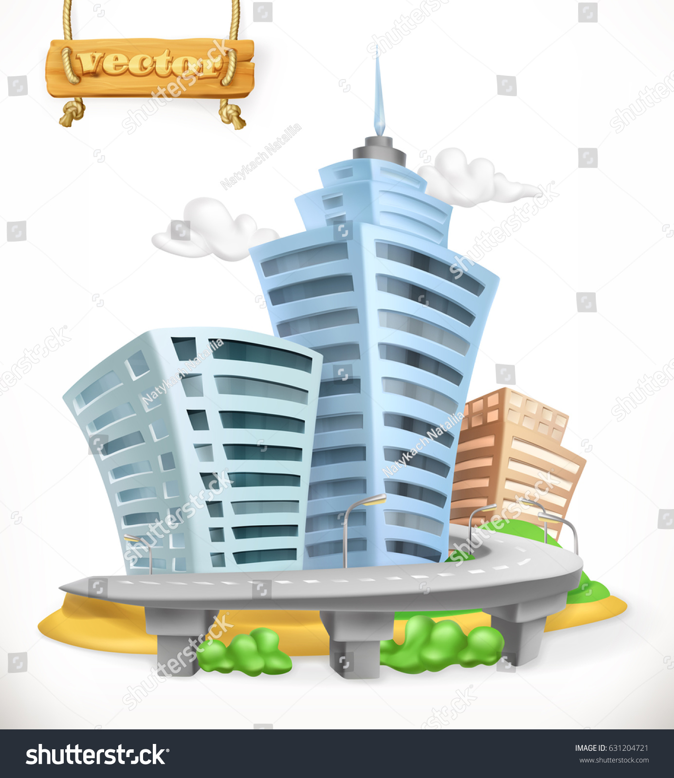 City 3d Vector Icon Stock Vector (Royalty Free) 631204721