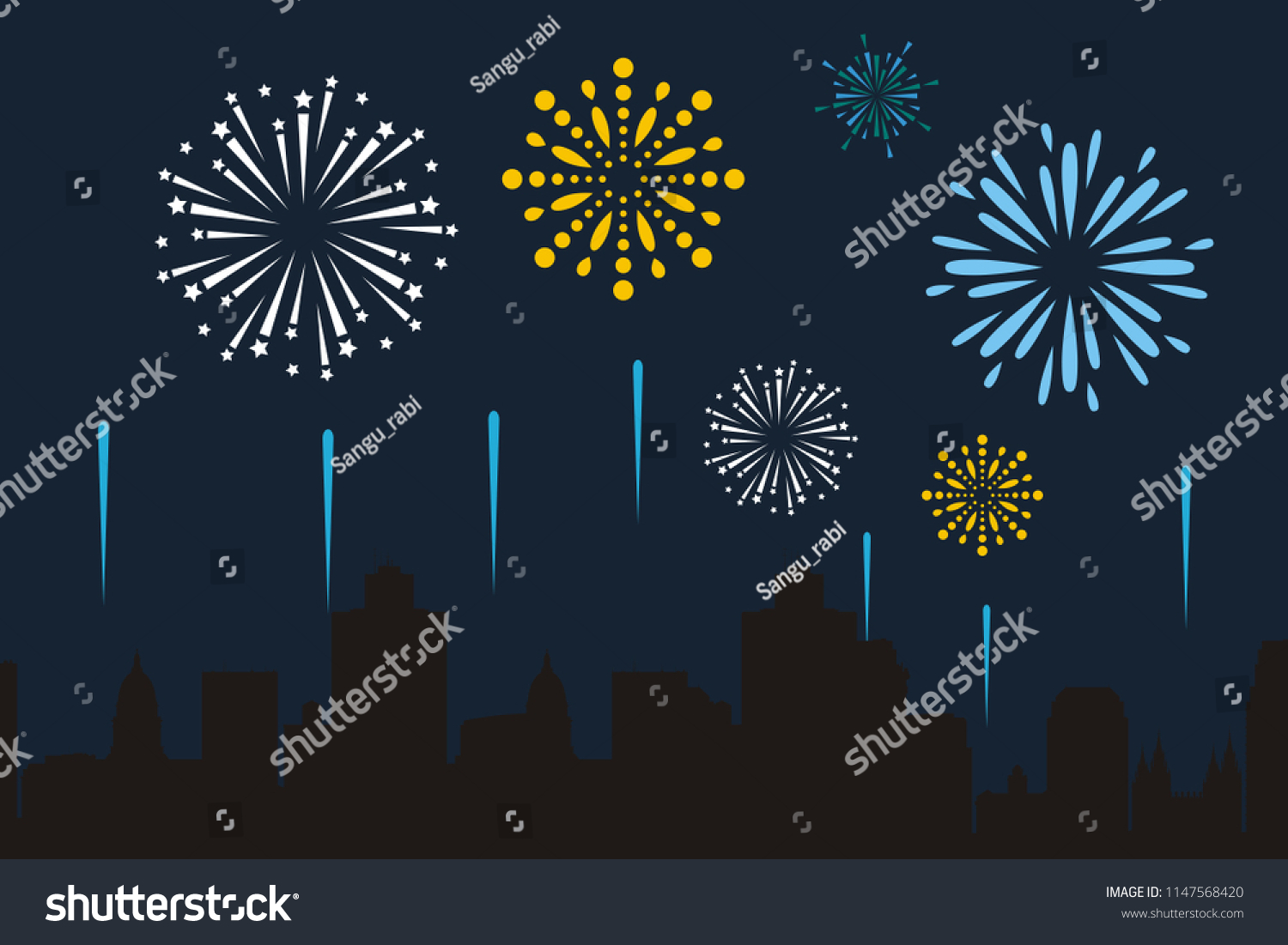 City Fireworks Logo Background Stock Vector (Royalty Free) 1147568420
