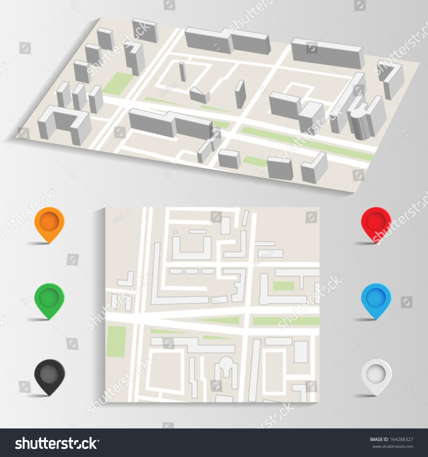 City Map Landmarks Vector Stock Vector (Royalty Free) 164288327 ...