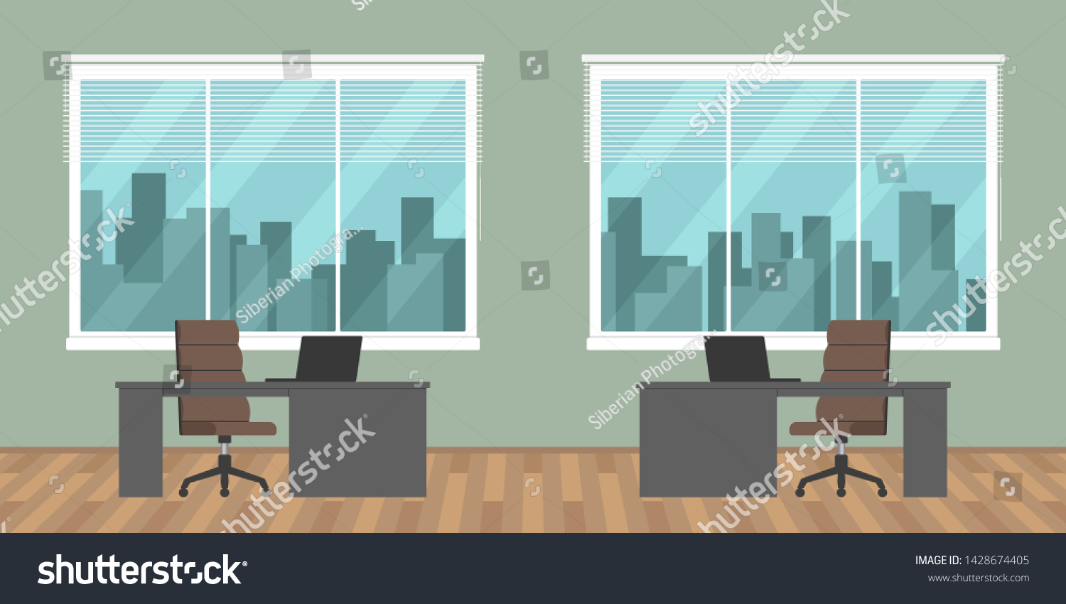 City Office Interior Open Plan Vector: vector de stock (libre de ...