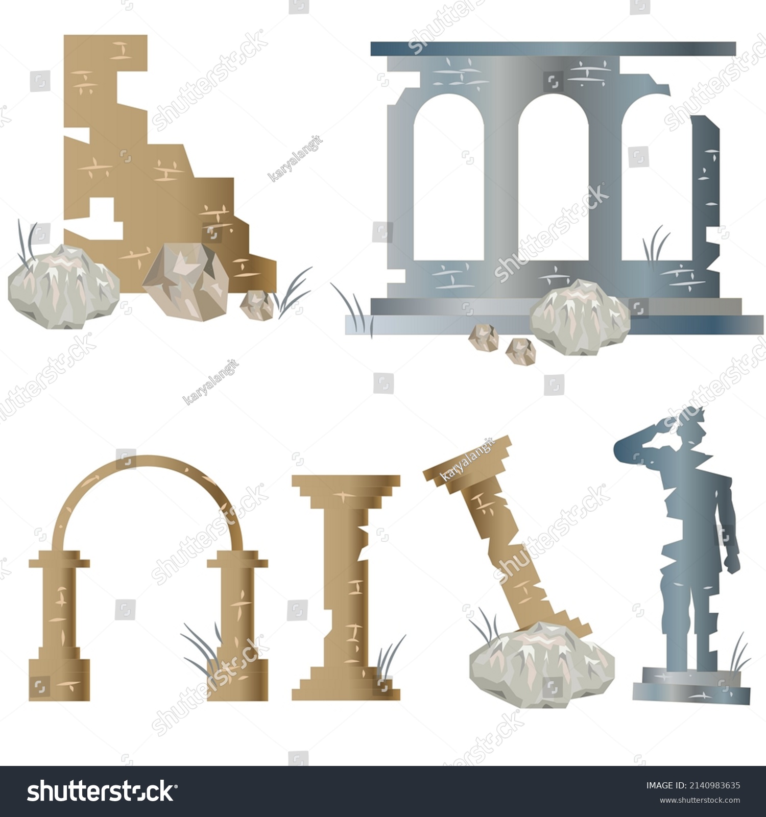 City Ruins Landscape Design Elements Stock Vector (Royalty Free ...