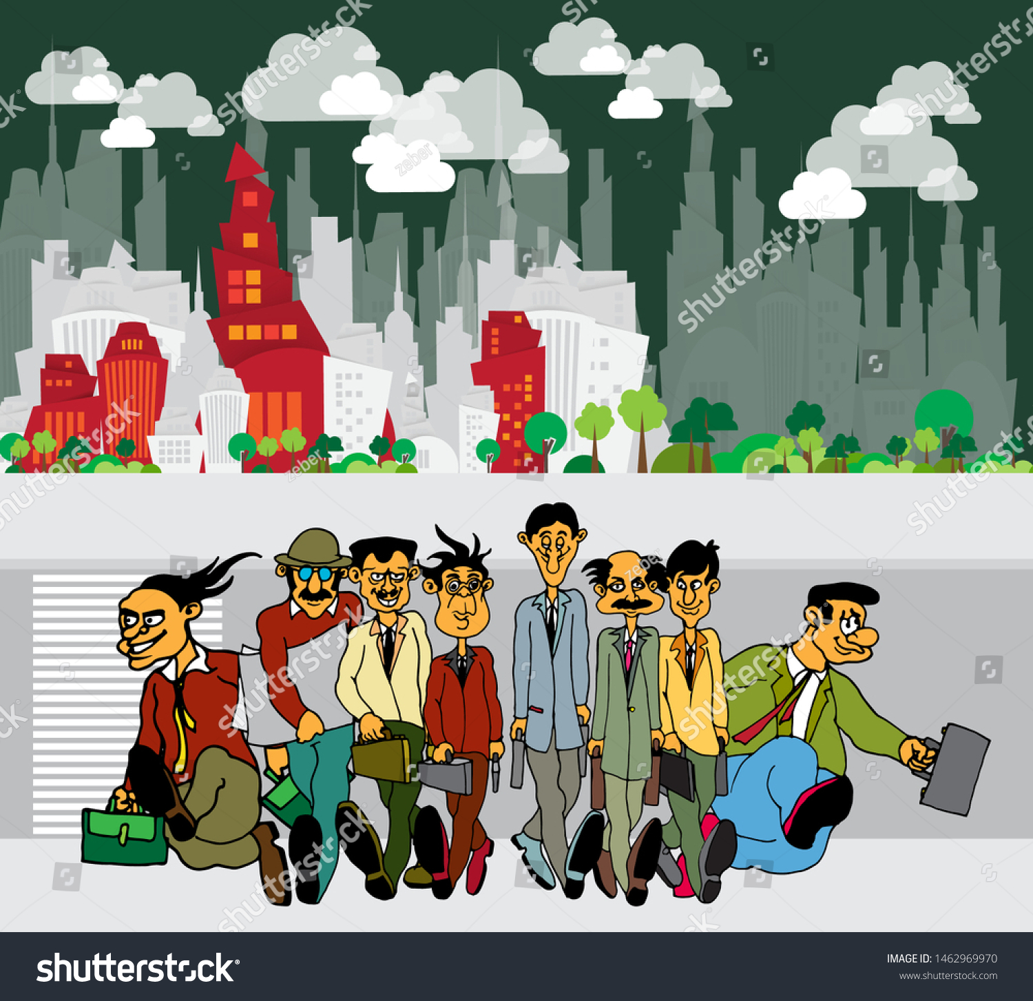 City Scene Witch Cartoon Characters Vector: เวกเตอร์สต็อก (ปลอดค่า ...
