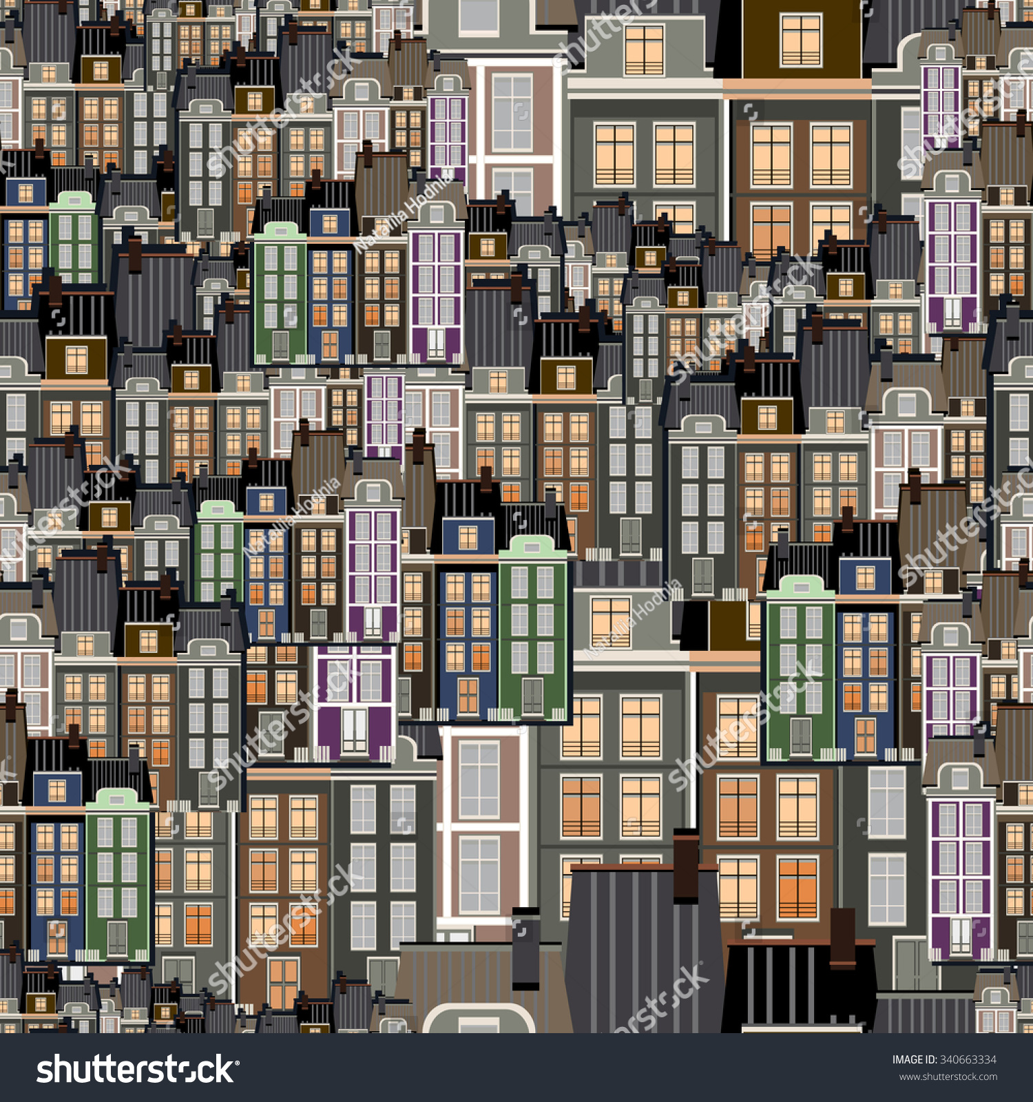 City Seamless Texture: vector de stock (libre de regalías) 340663334 ...