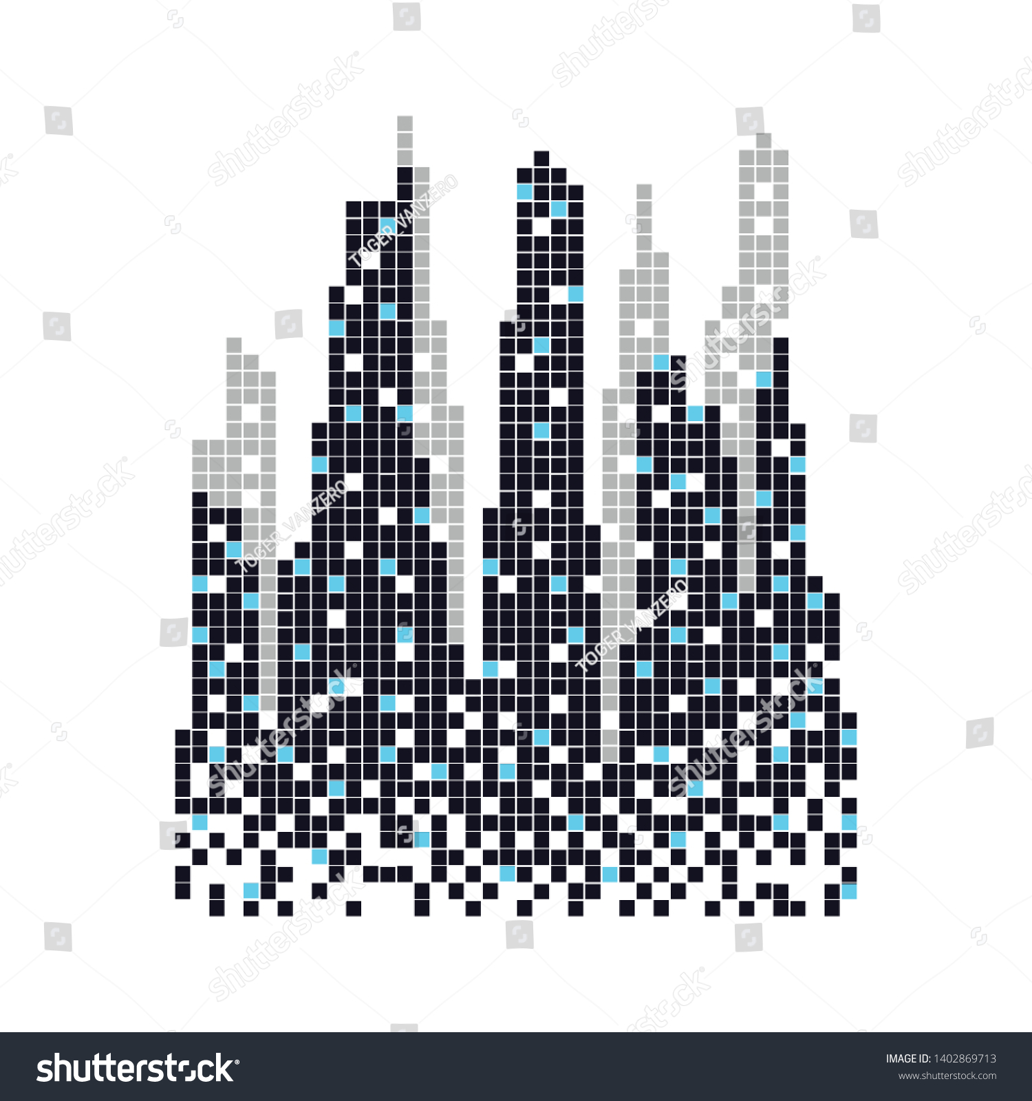 City Skyline Building Pixels Illustration Vector: vector de stock ...