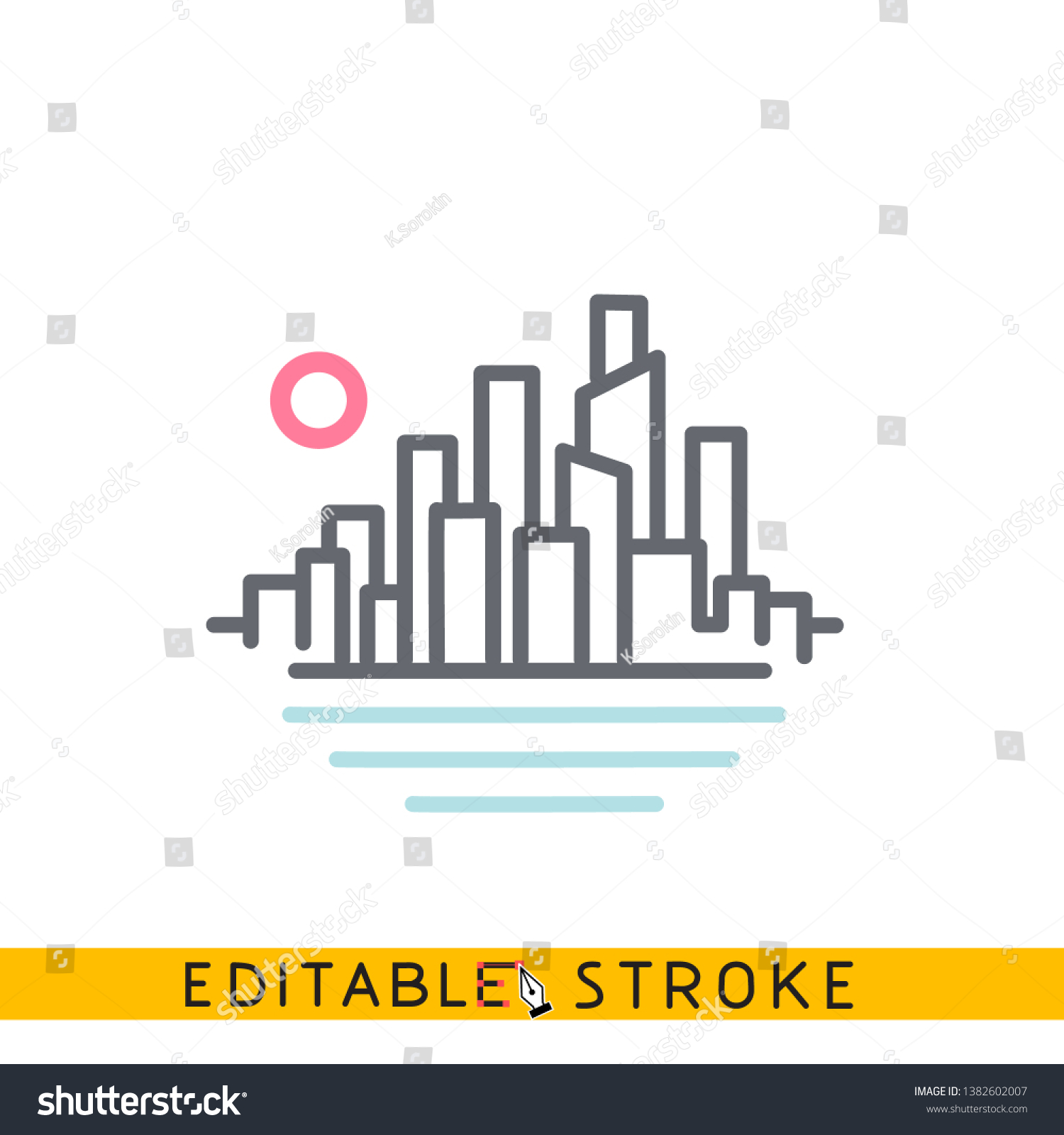 City Skyline Icon Easy Editable Stroke Stock Vector (Royalty Free ...