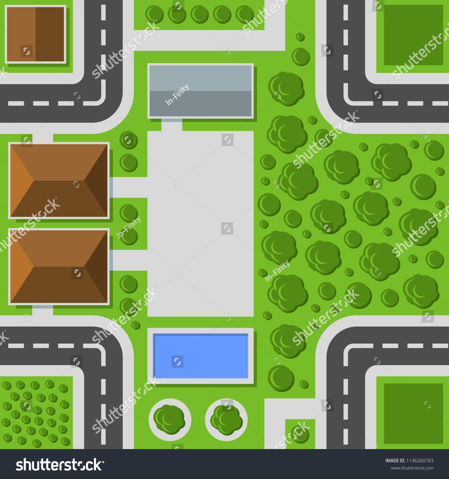 City Top View Town Map Seamless Stock Vector (Royalty Free) 1146260783 ...