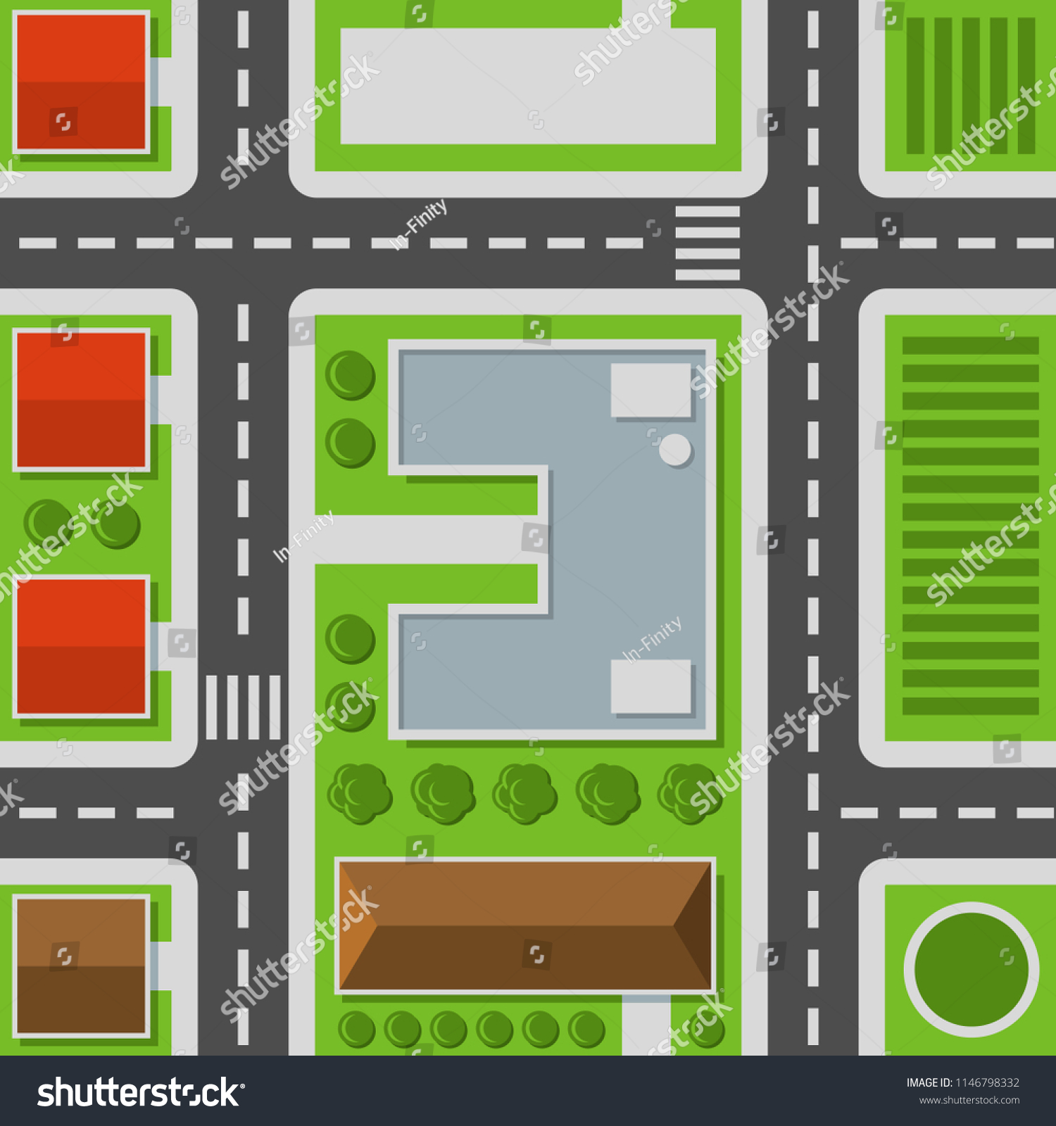 City Top View Town Map Seamless: เวกเตอร์สต็อก (ปลอดค่าลิขสิทธิ์ ...