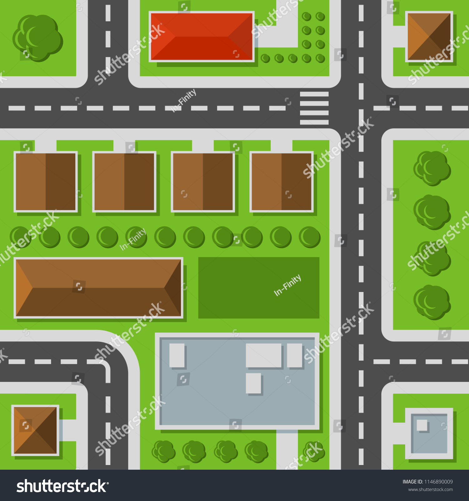 City Top View Town Map Seamless Stock Vector (Royalty Free) 1146890009 ...
